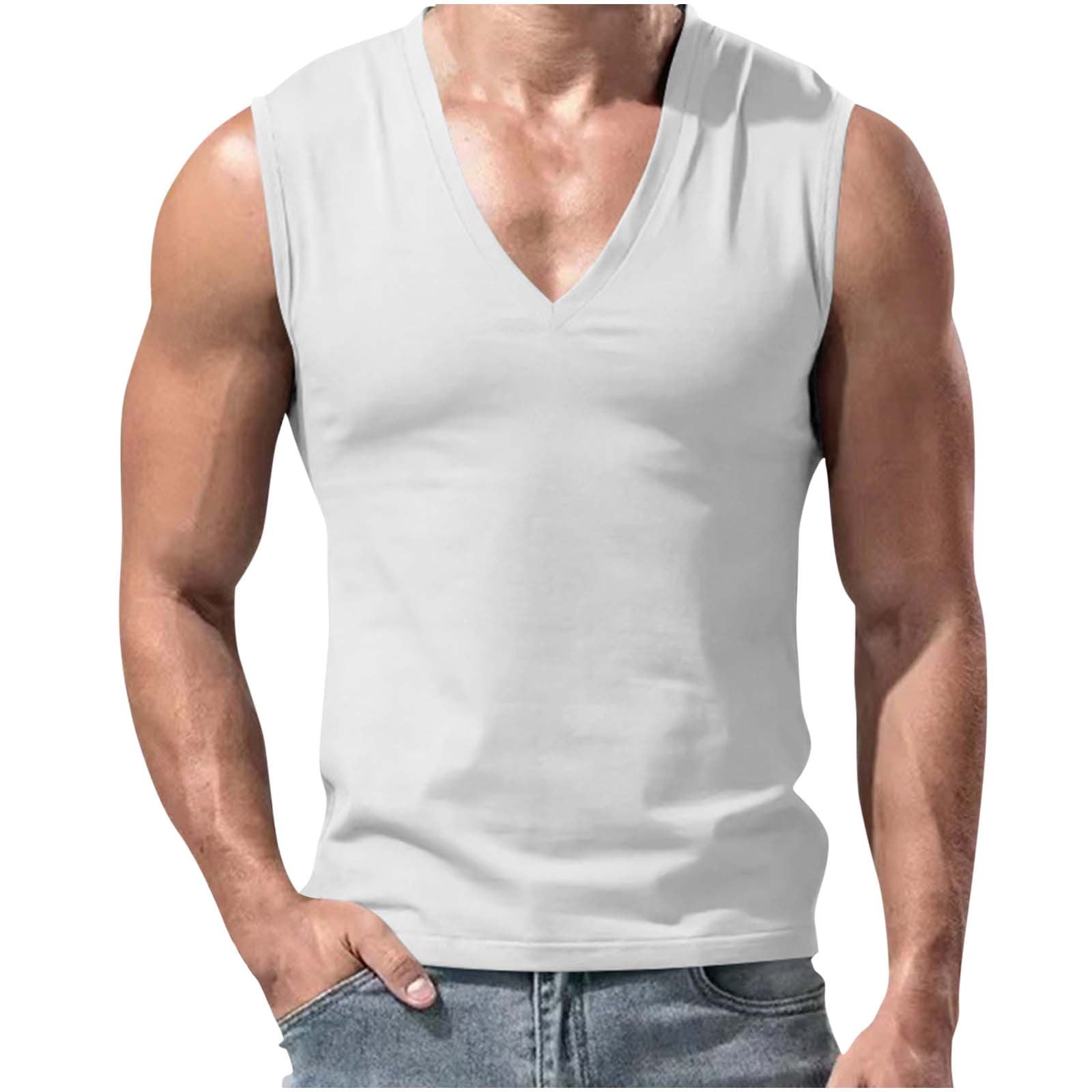 Mlzmgr Men 's Tank Tops Sleeveless V Neck Basic Tops Stretchy Summer ...