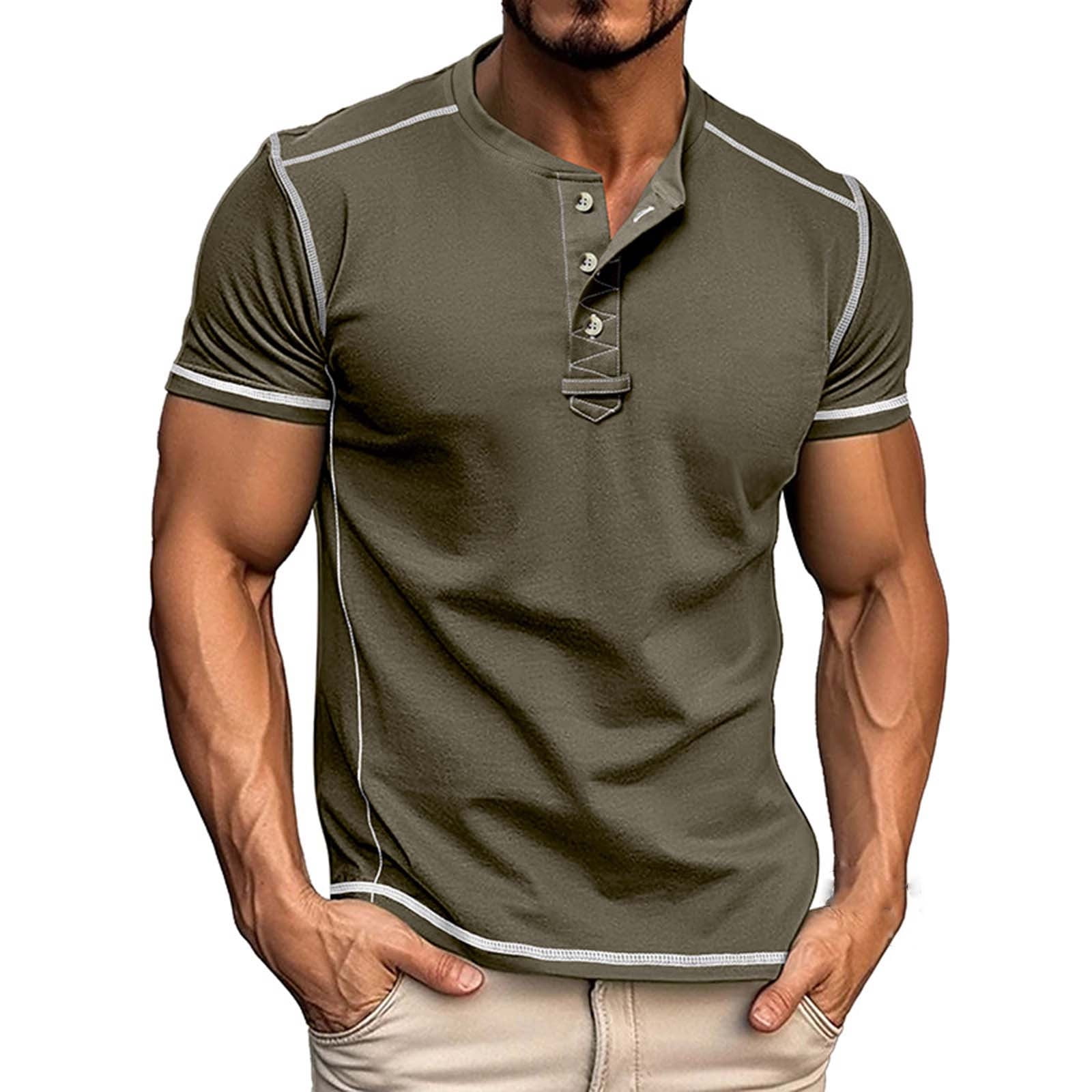 Mlzmgr Tshirts Shirts for Men Short Sleeve 1/4 Button up Mens Tops ...