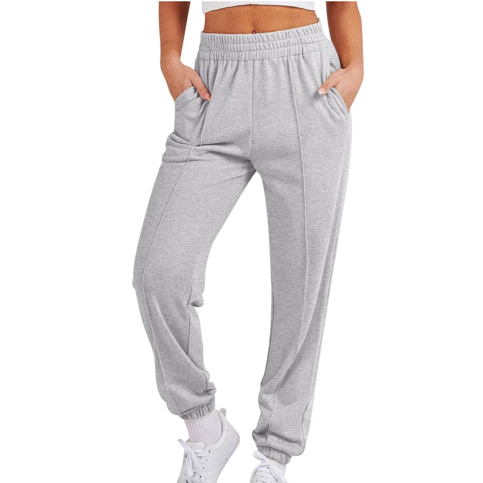 Mlzmgr Womens Sweatpants Elastic Waist Solid Color Joggers Pants Casual ...