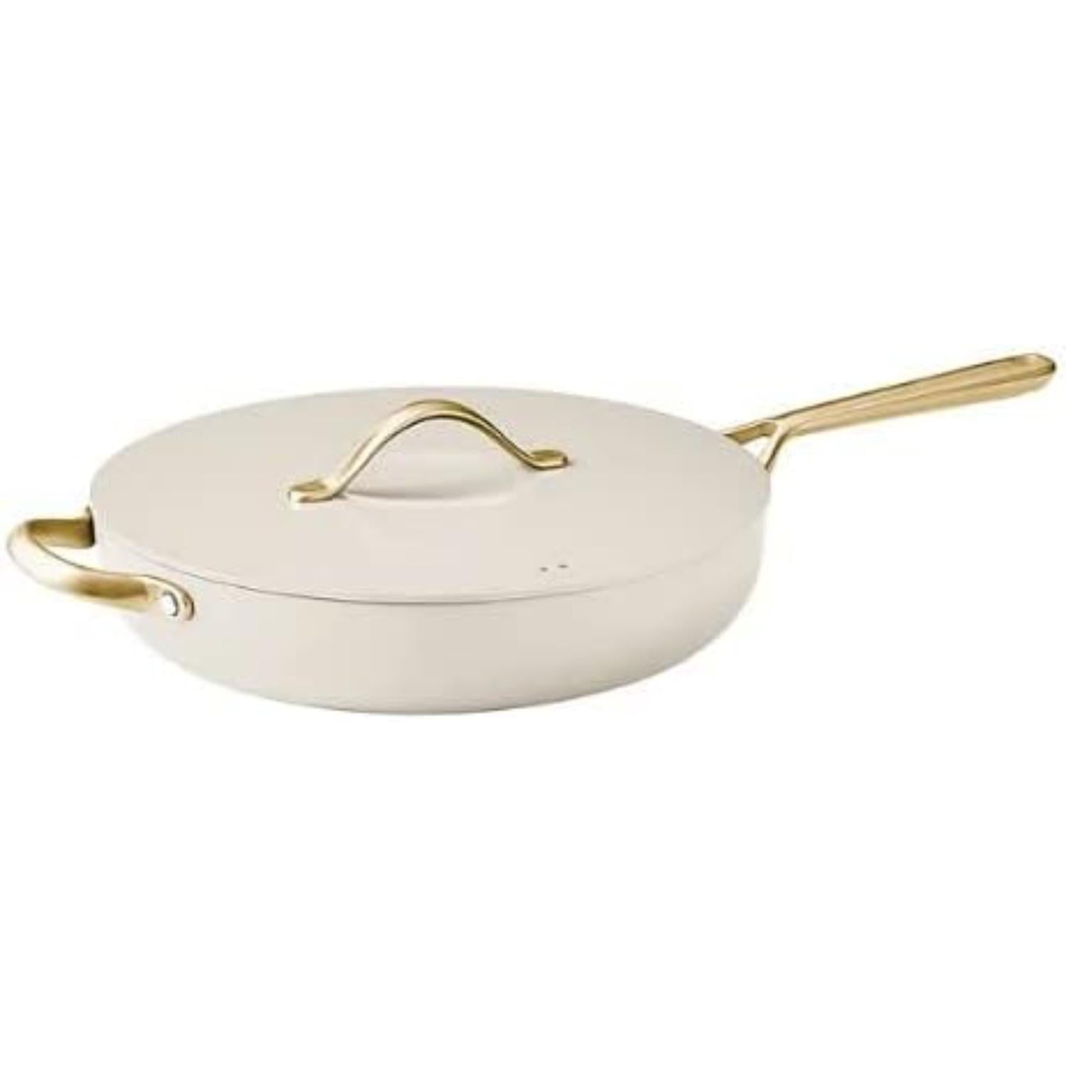 MM P Ceramic Jumbo Cooker 5.5-Quart, Nonstick Saute Pan with Lid, Cream ...
