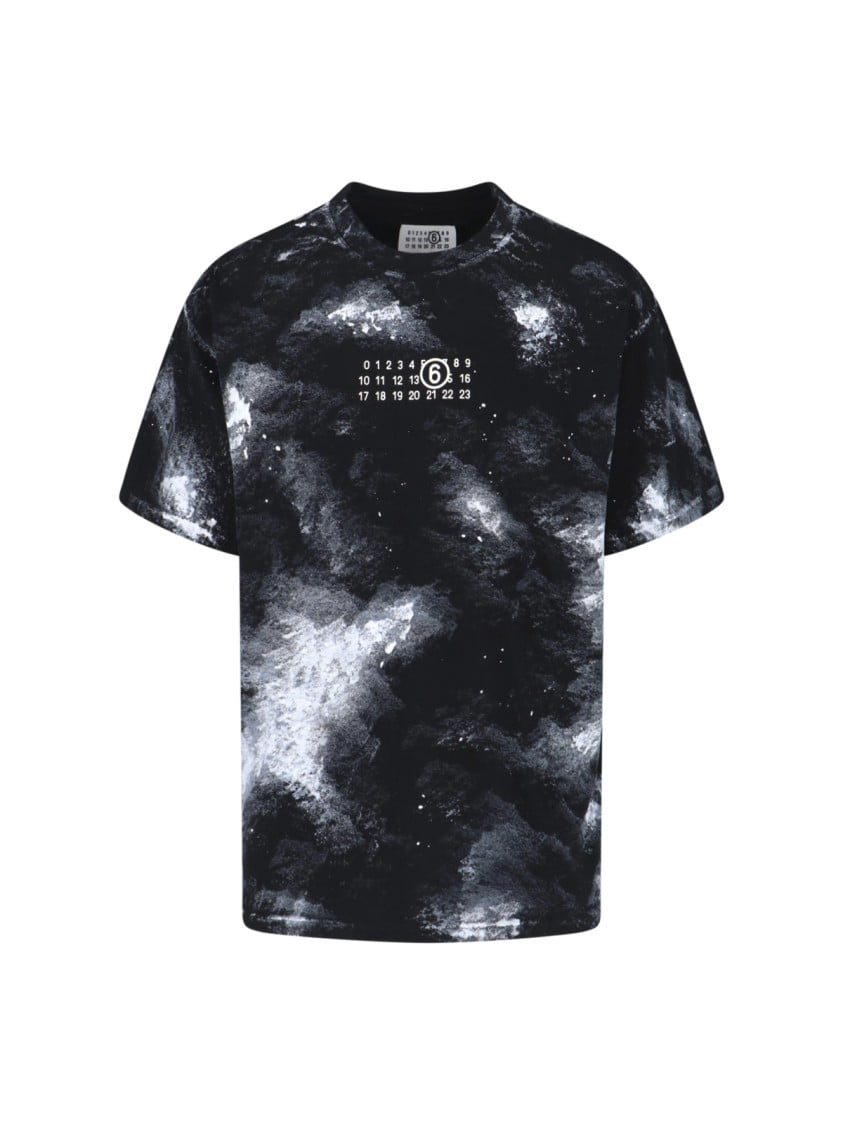 Mm6 By Maison Margiela Tie-Dye Graphic T-Shirt With Numeric Logo Detail ...