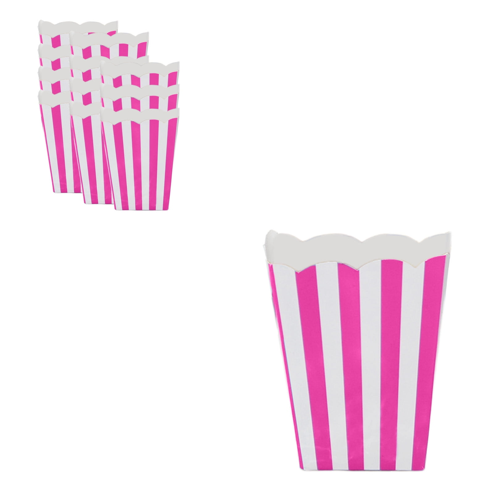 Mmeneyy 12 Pcs Pink Popcorn Boxes Small Pink Popcorn Bags Striped Paper ...