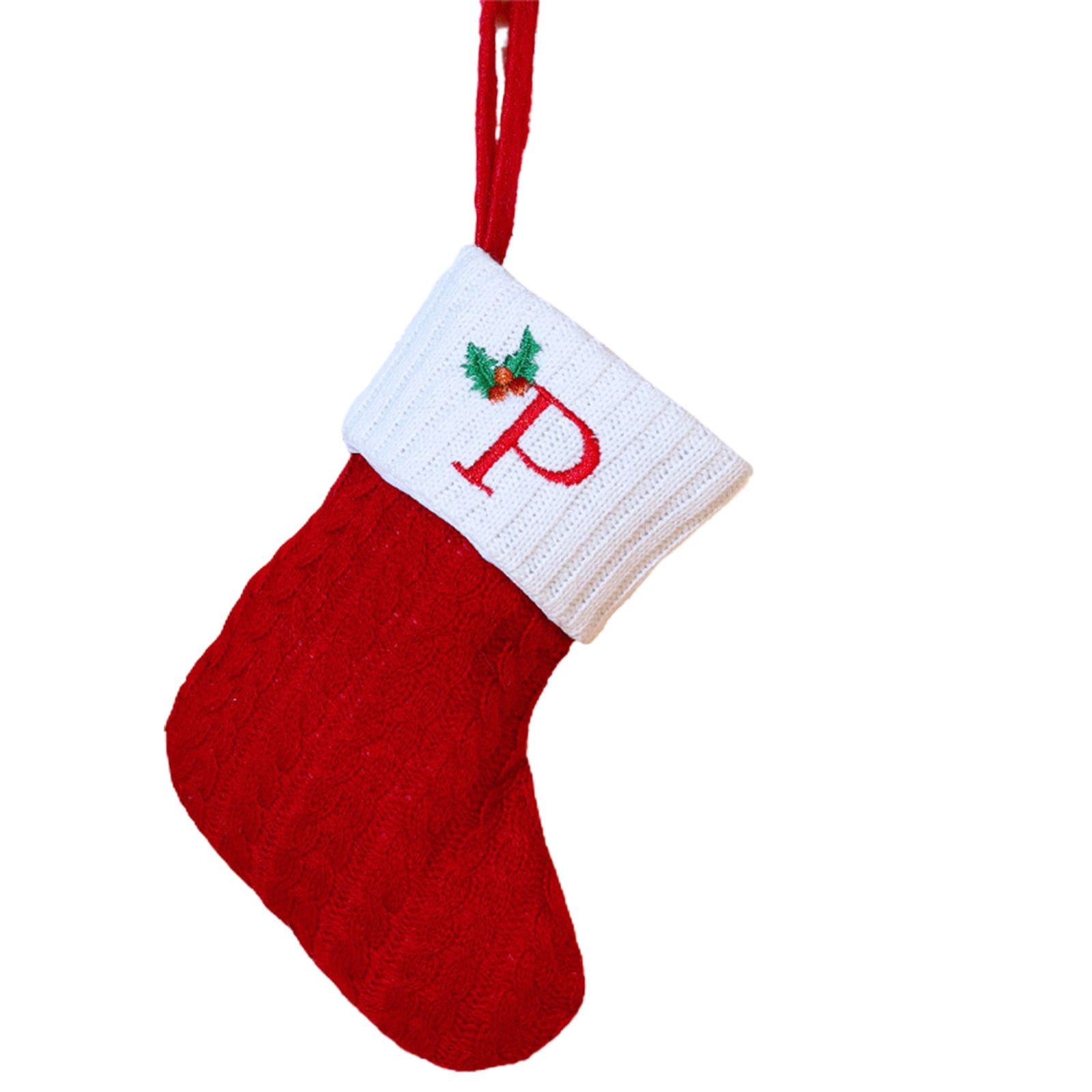 Mmeneyy Christmas Stocking Mini Initial Letter A Cable Knit Stockings with White Cuffs Cute Xmas ...