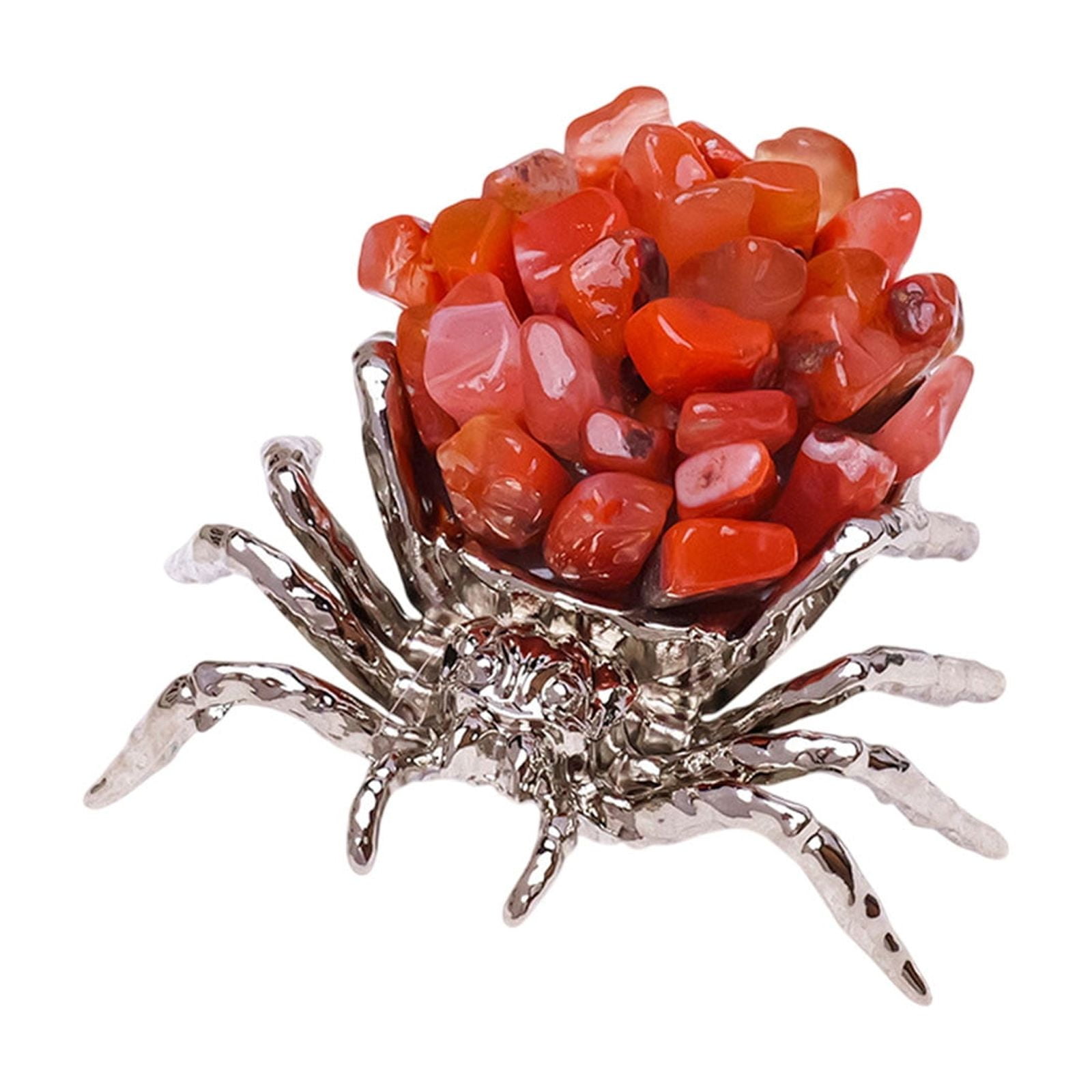 Mmeneyy Metal Spider Figurine with Natural Crystal Stones, Small ...