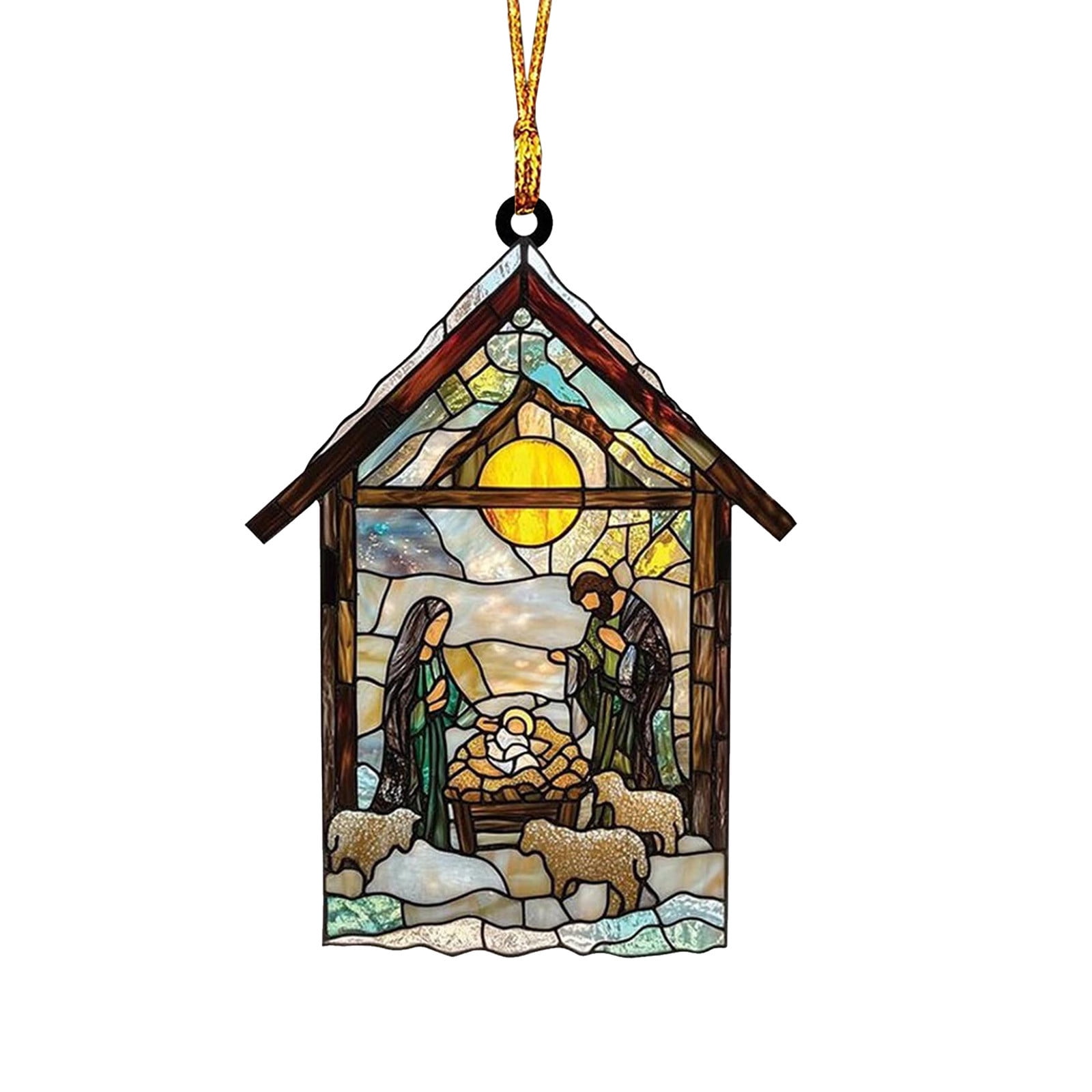Mmeneyy Nativity Scene Suncatcher Stained Window Hanging-Suncatcher For ...