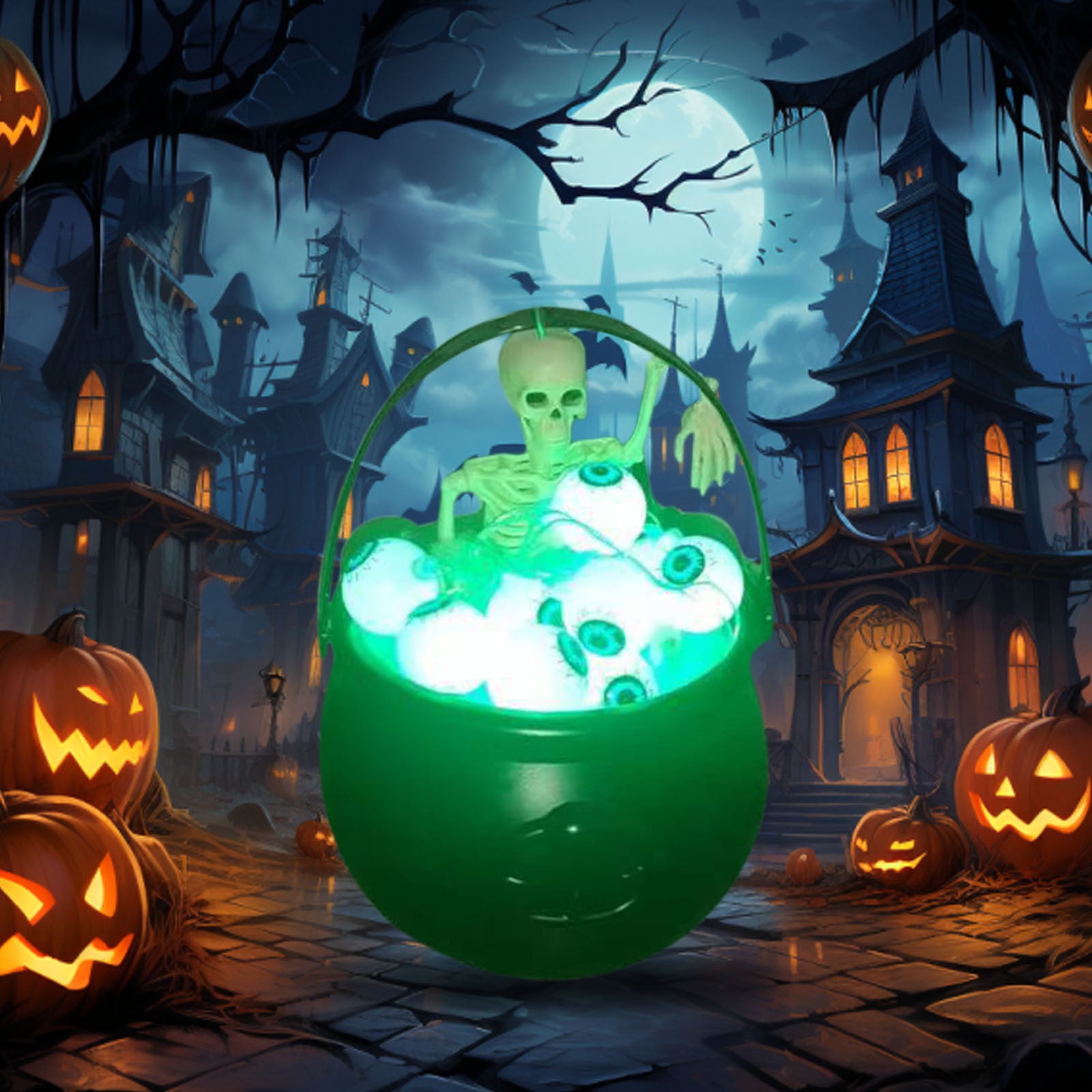 Mmeneyy Spooky Halloween DIY Witch Bucket Set Party Tabletop Vintage ...