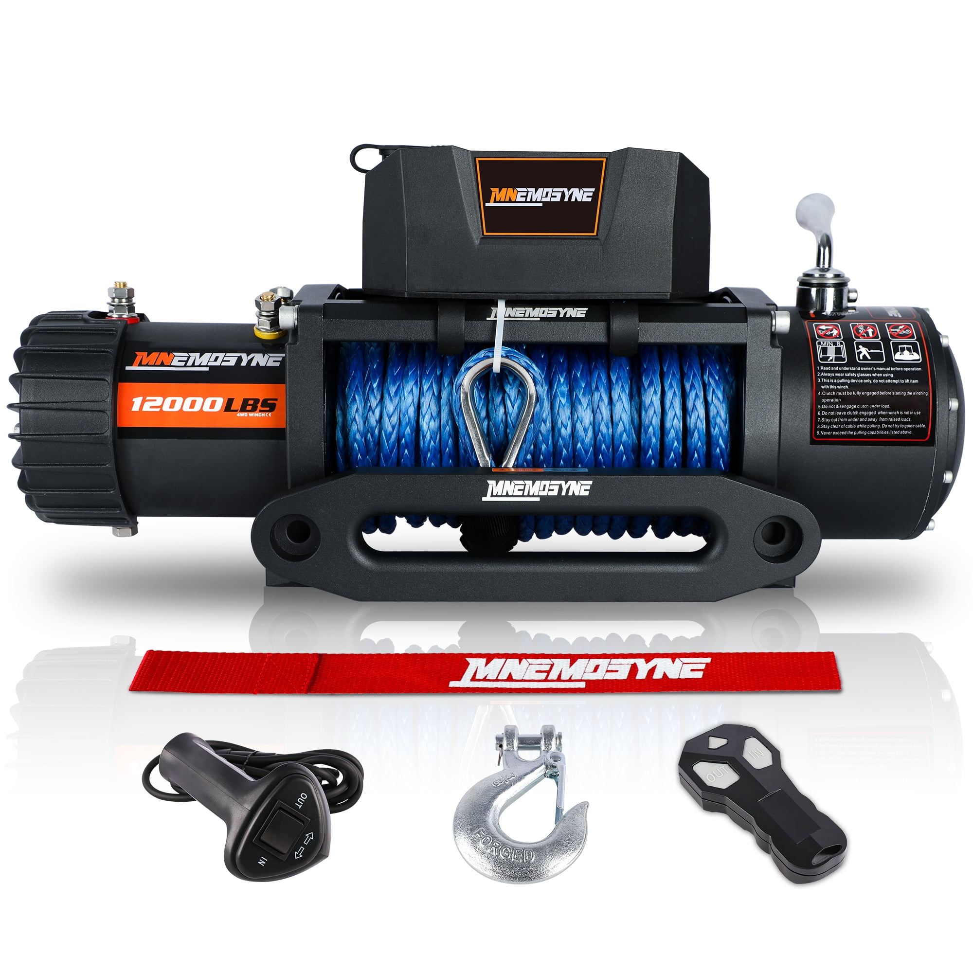 Mn Electric Winch 12V 12000Lbs Synthetic Rope Jeep Towing Truck Off ...