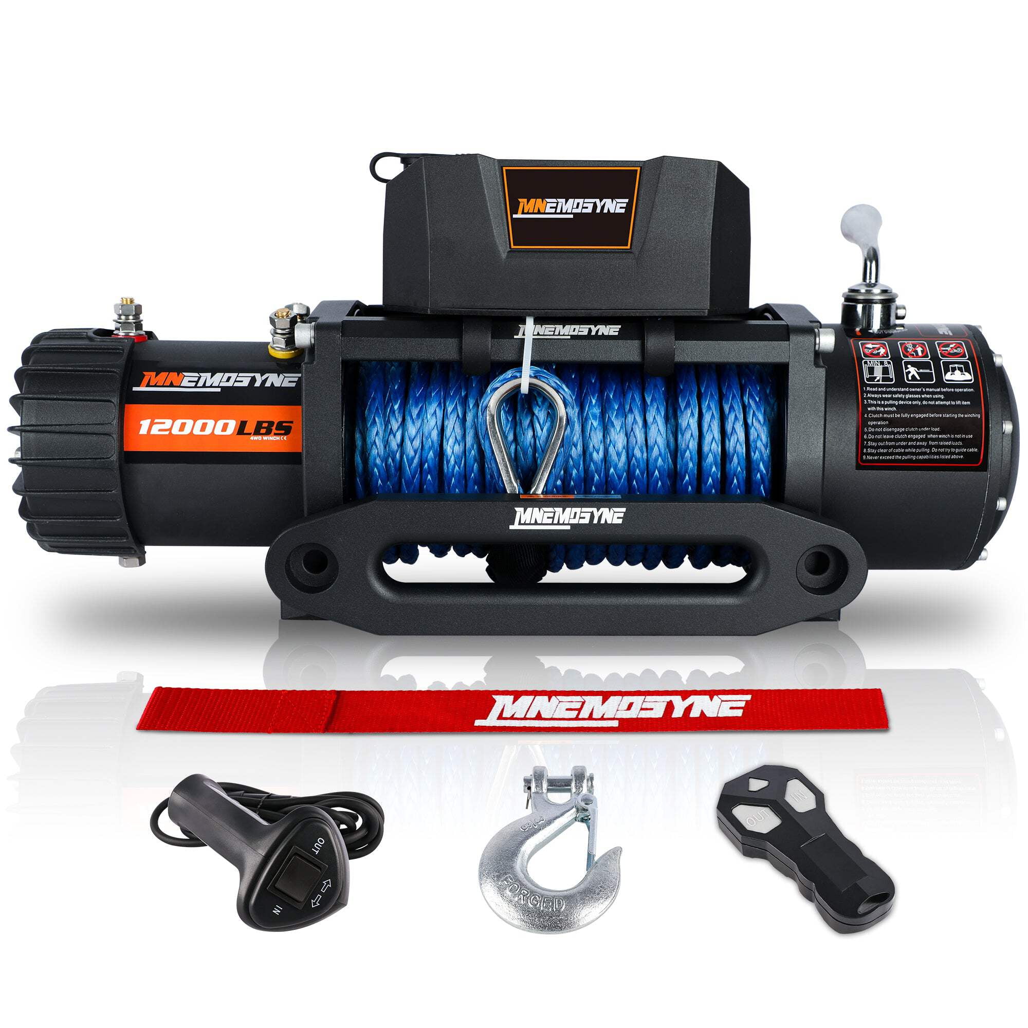 Mn Electric Winch 12V 12000Lbs Synthetic Rope Jeep Towing Truck Off ...