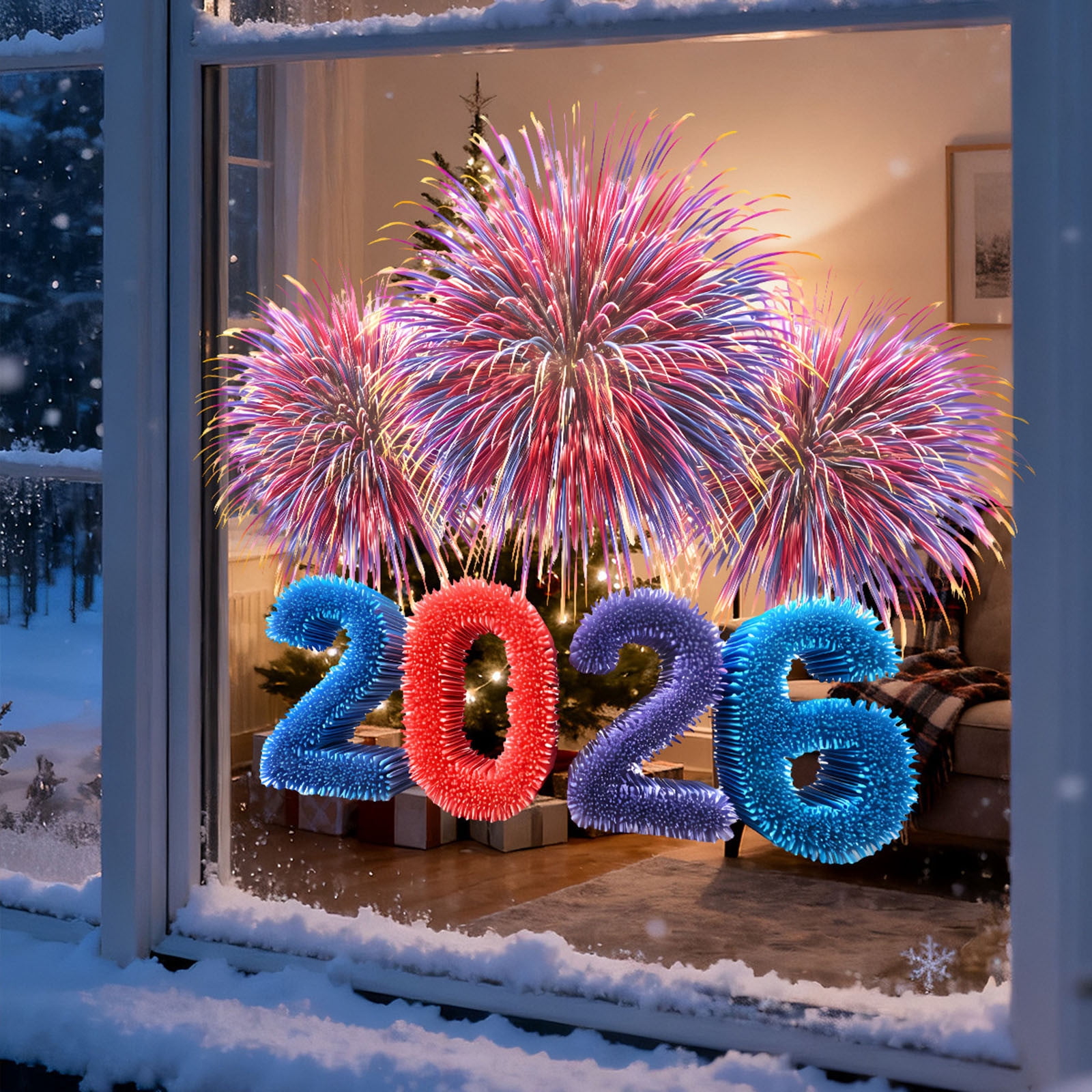 Mnhhatv 2026 Silk Material Statics Cling Christmas Décor - Removable ...