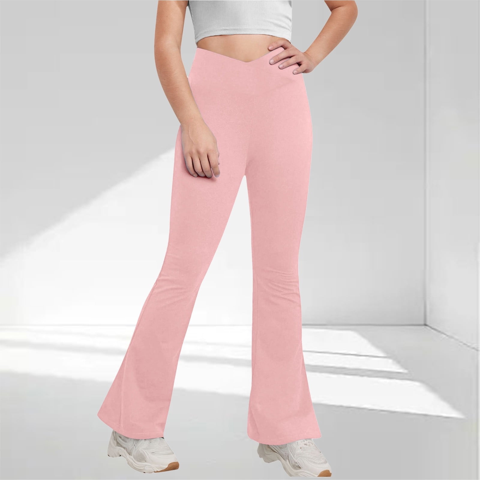 Mnhhatv Yoga Pants for Children Flare Leggings High Waist V Cross Yoga ...