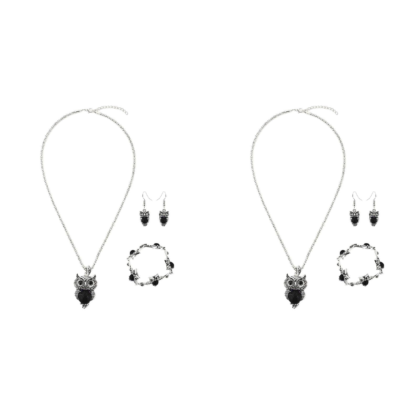 Mnjin 3pcs/Set Western Vintage Calaite Jewelry Set National Night Owl ...
