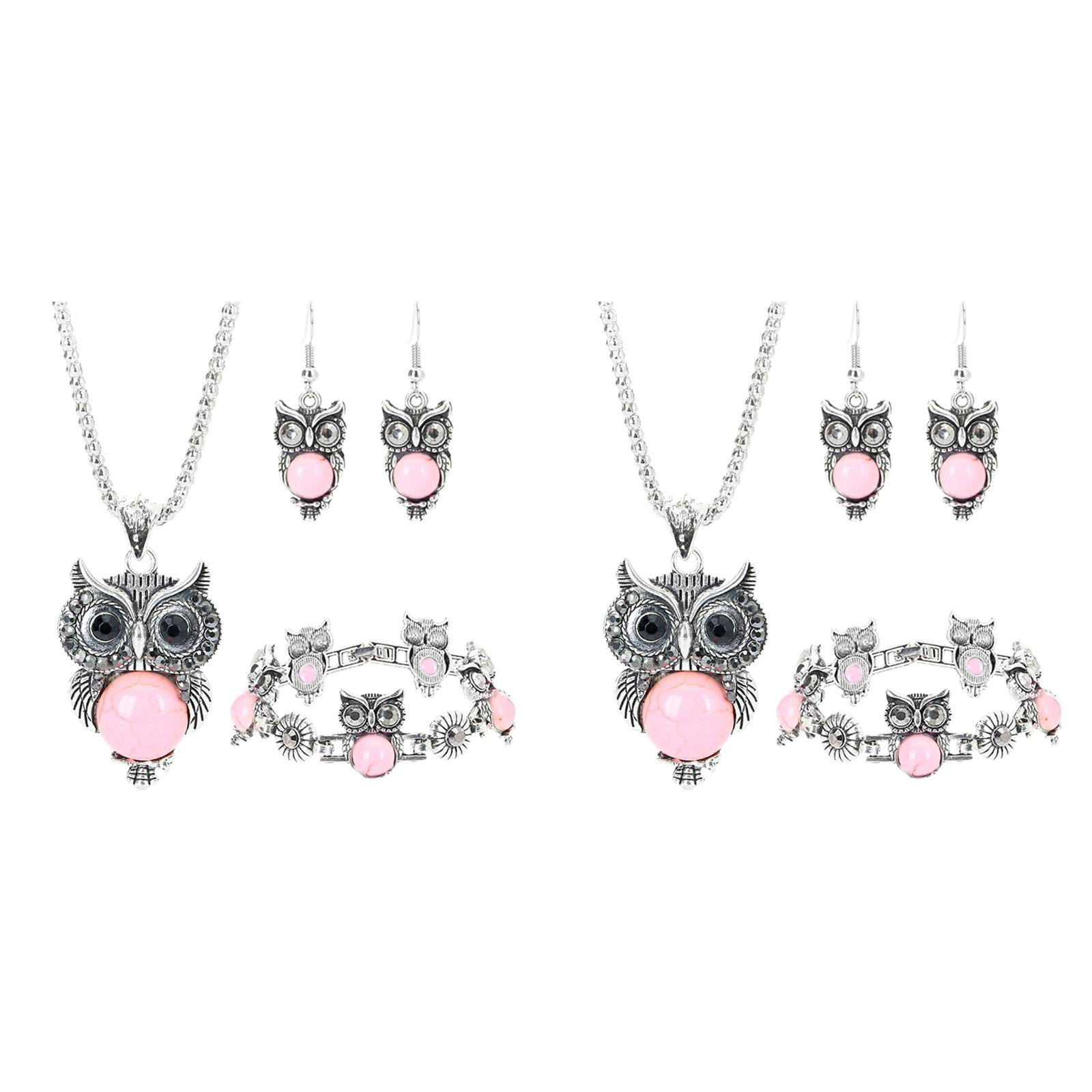 Mnjin 3pcs/Set Western Vintage Calaite Jewelry Set National Night Owl ...