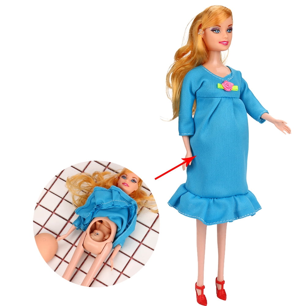 Mnycxen Blue Dress Soft Plastic Pregnant Doll with Baby - Walmart ...