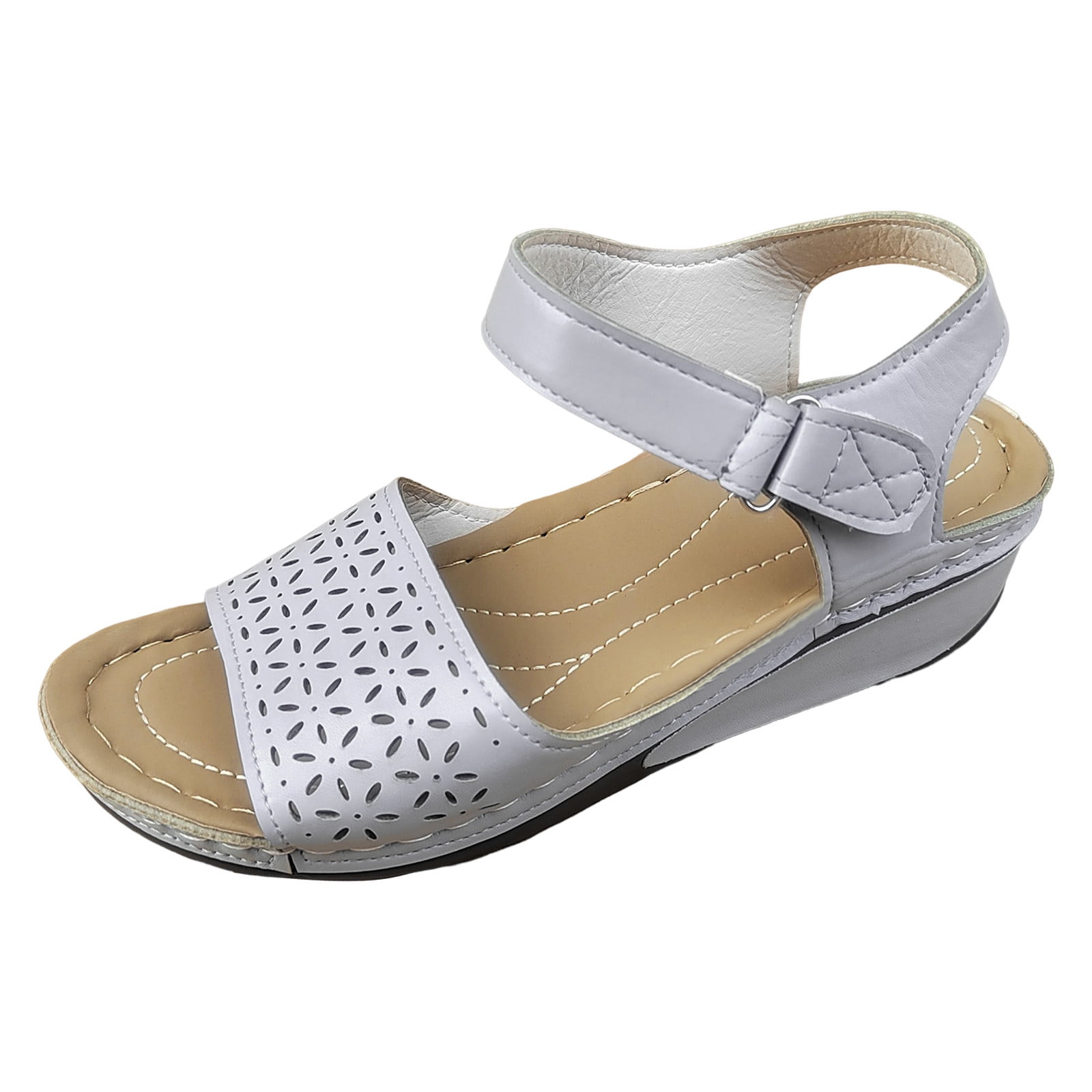 Mnyotv Comfy Shoes Women Summer Buckle Strap Casual Open Toe Wedges ...