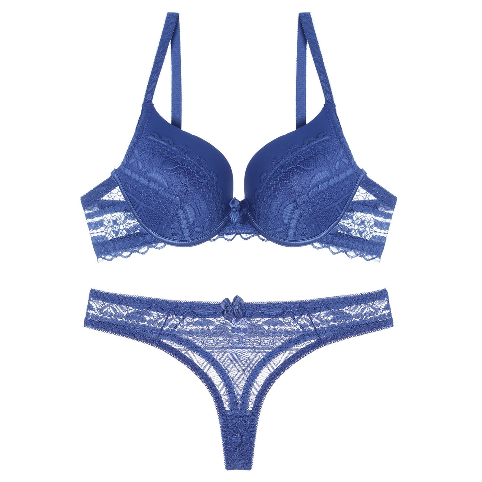 Mnyotv Matching Underwear Set Men Brief Underwear Womens Solid Color Lace Sexy Push Up Bra