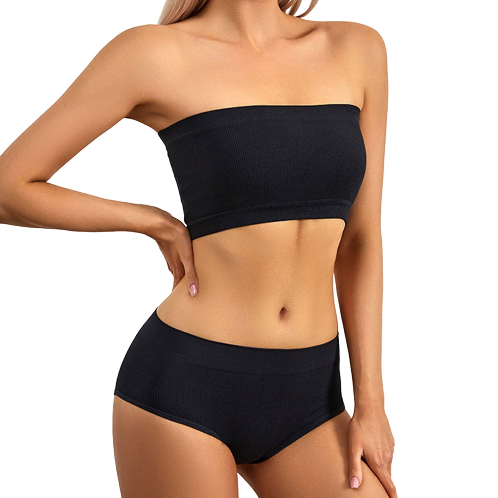Mnyotv Sex Bra And Underwear Set Plus Size Lace Camisole Set Women 2 Piece Strapless Top With