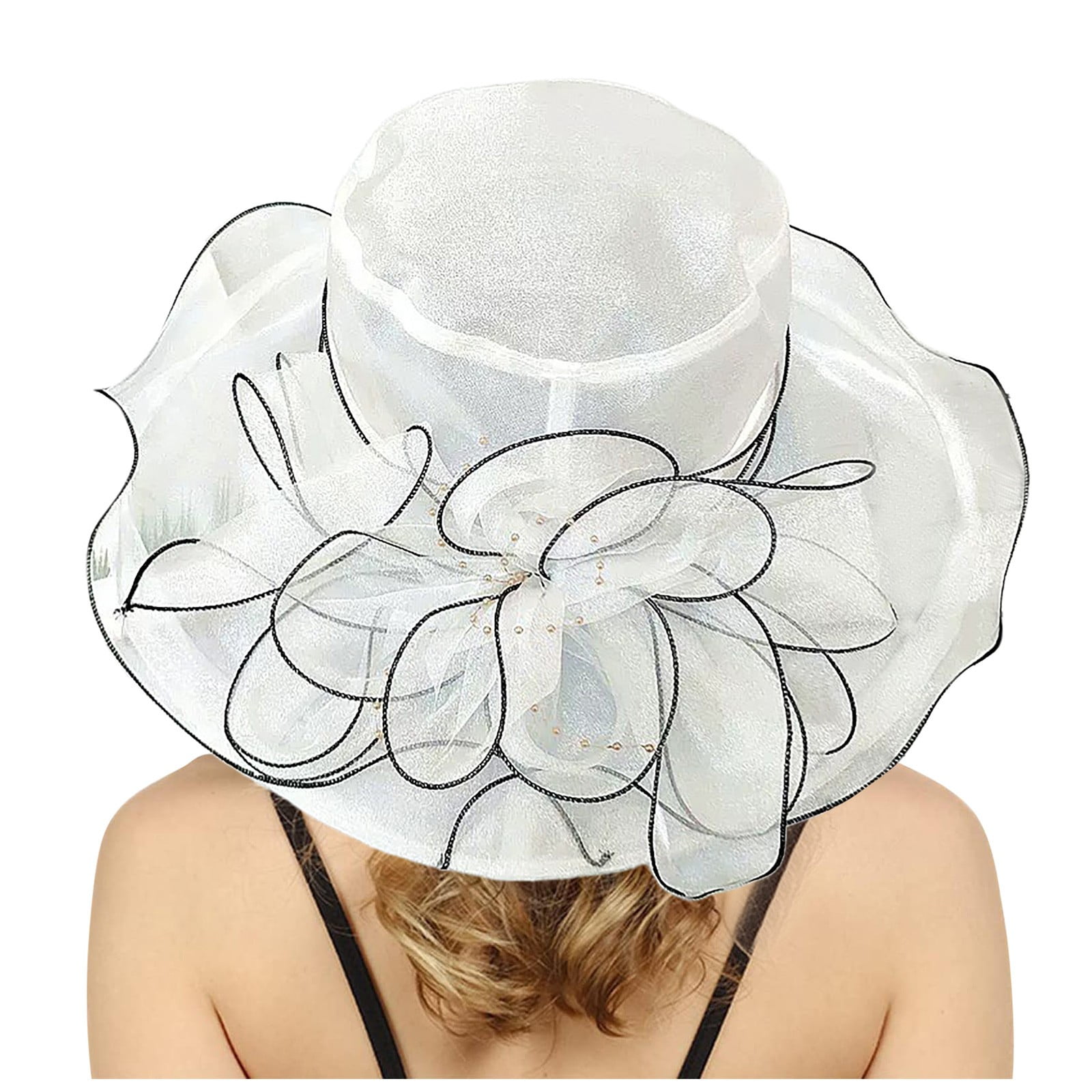 Mnyotv Sunhats Women's Fedoras Womens Summer Dress Hat Wide Leaf Flower ...
