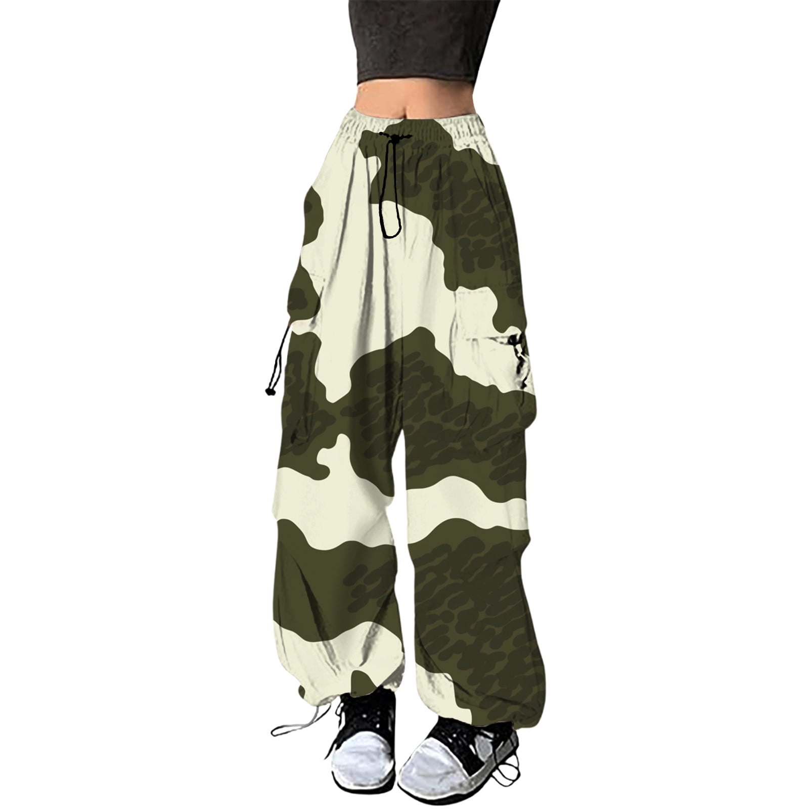 Mnyotv Womens Clothes Womens Baggy Cargo Camo Print Pants Streetwear