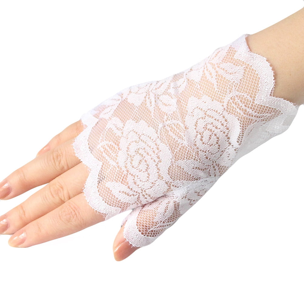 Mnyycxen Short Fingerless Lace Gloves Tea Party Accessories for Women ...