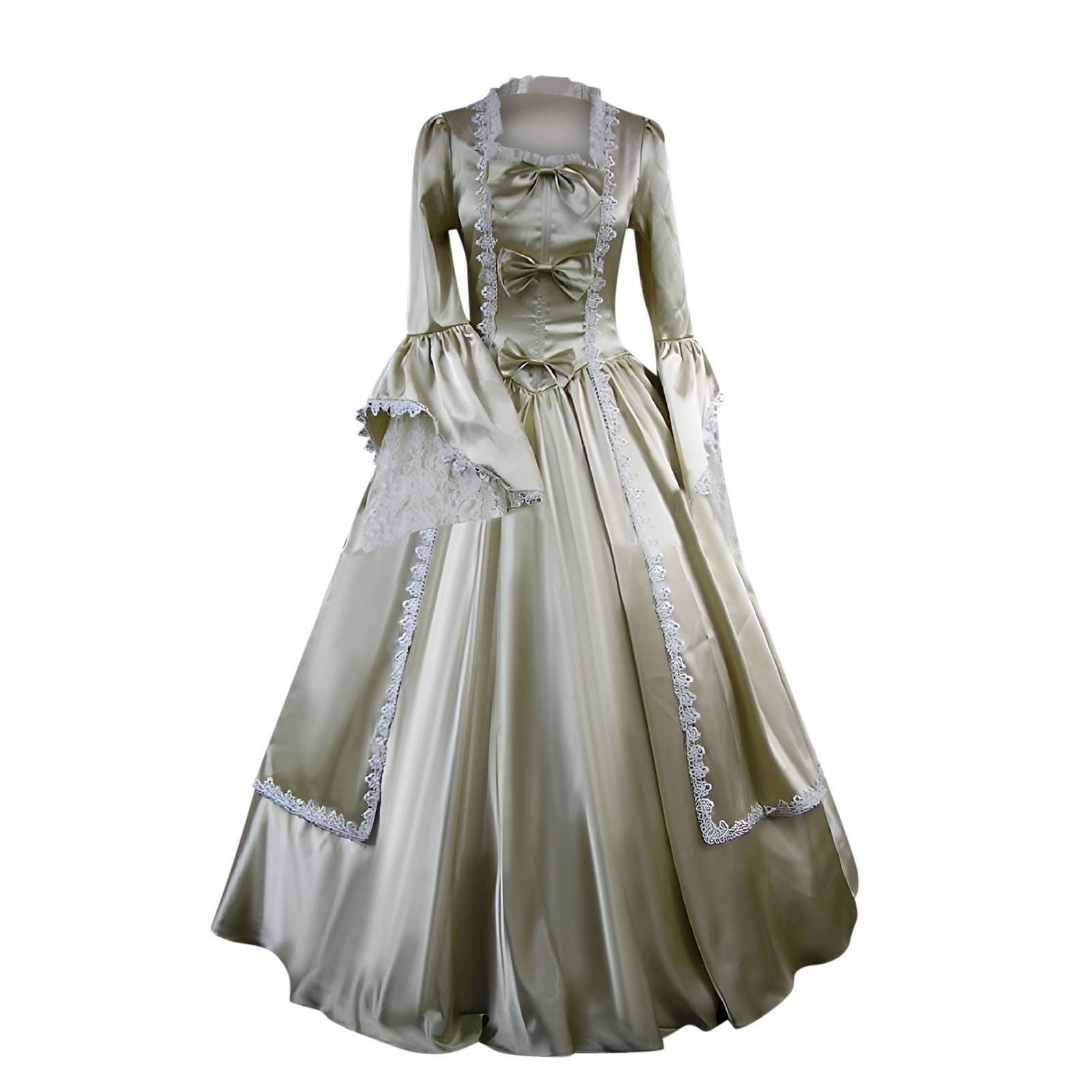 Mnyycxen Vintage Gothic Dresses for Women Flare Sleeve Square Neck Lace ...