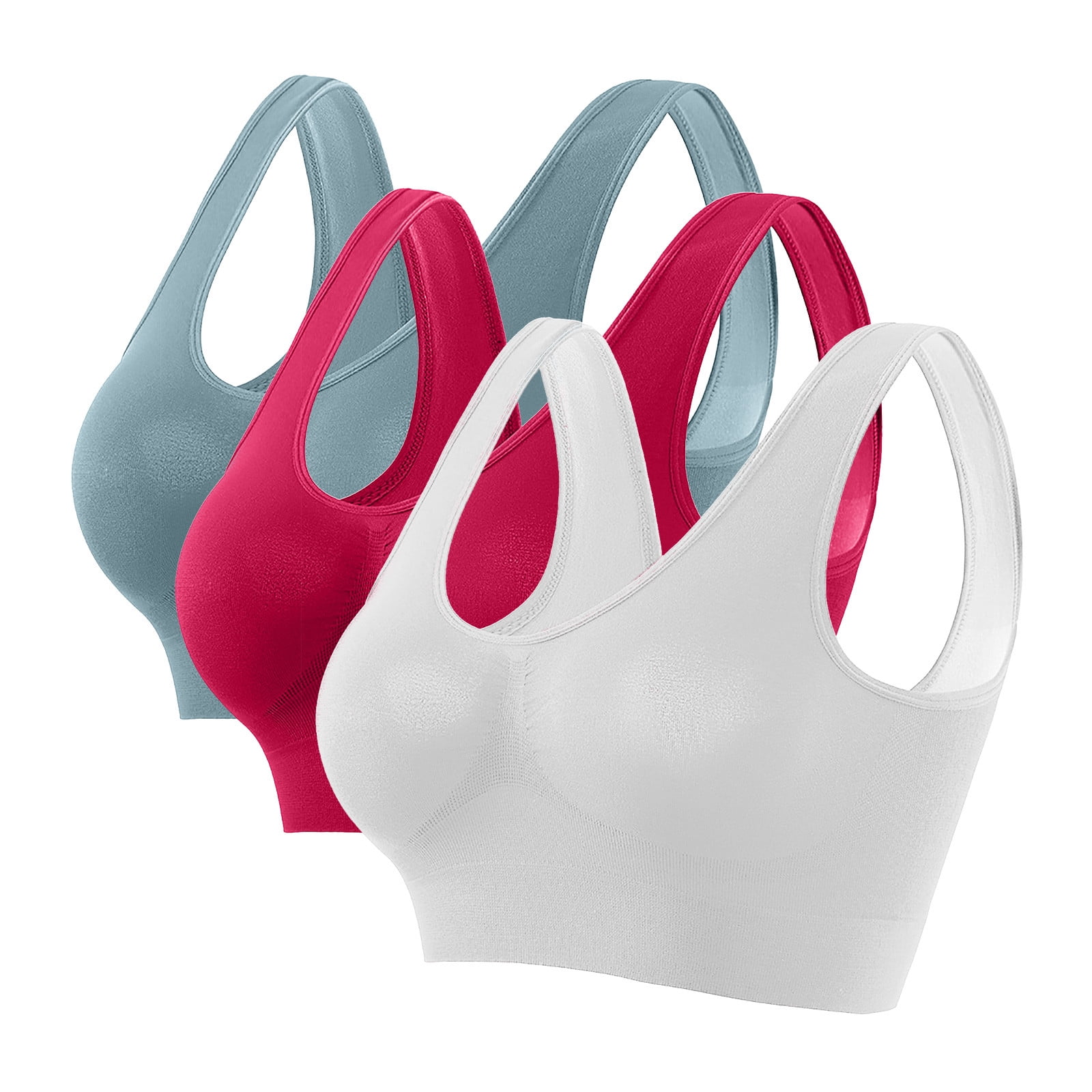 Mnyycxen Women's 3-Pack Seamless Sports Bra Ultra-thin Wirefree ...
