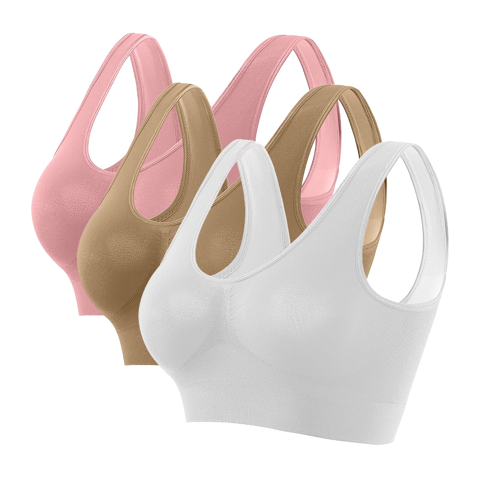 Mnyycxen Women's Wireless 3 Pack Bralettes Full Coverage ...