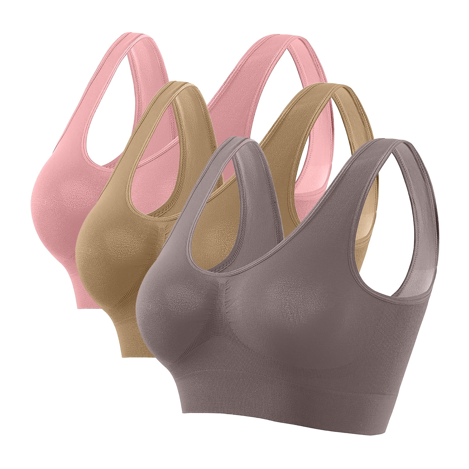 Mnyycxen Women's Wireless 3 Pack Bralettes Full Coverage ...