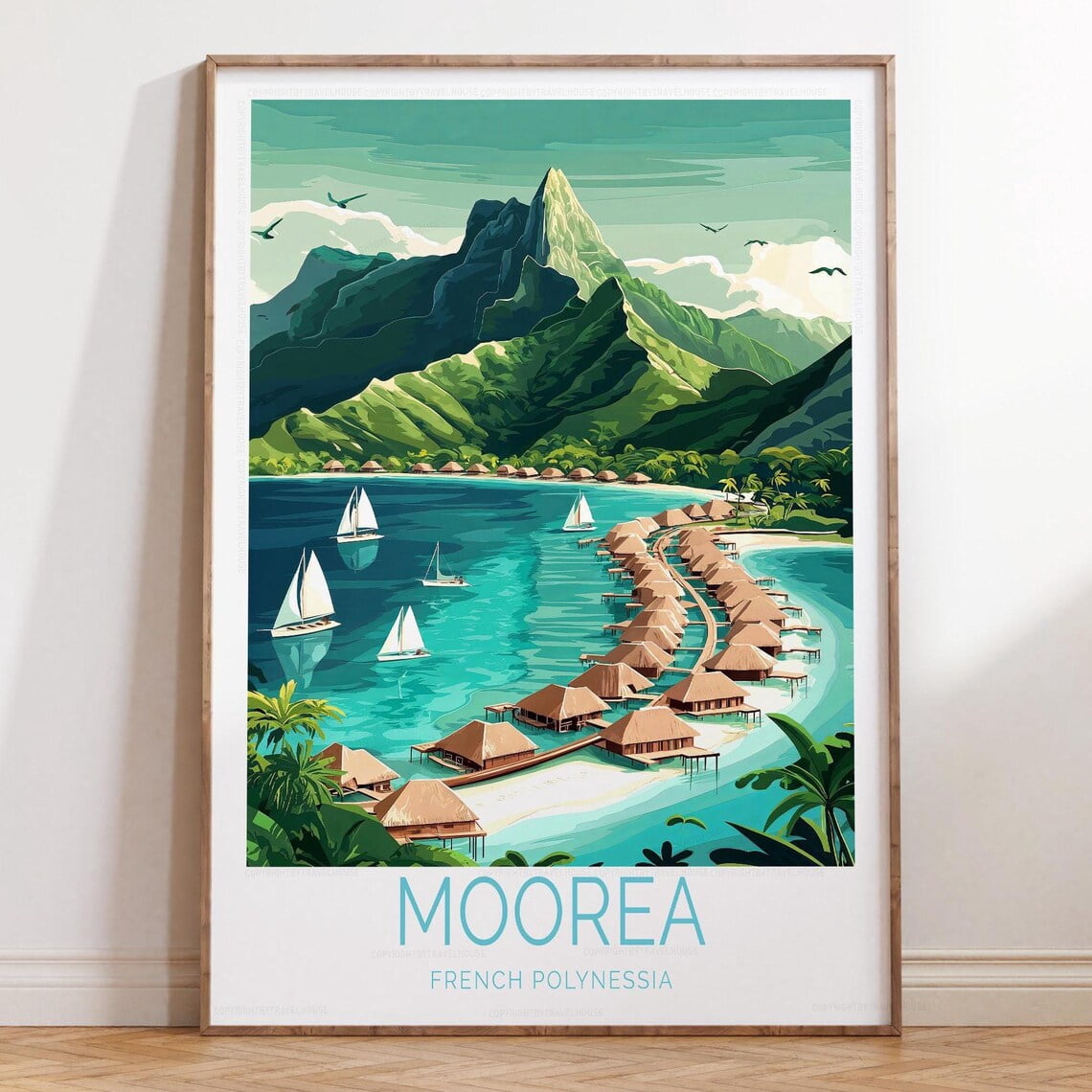 Mo'Orea French Polynesia Travel Poster, Mo'Orea Travel Print, French ...
