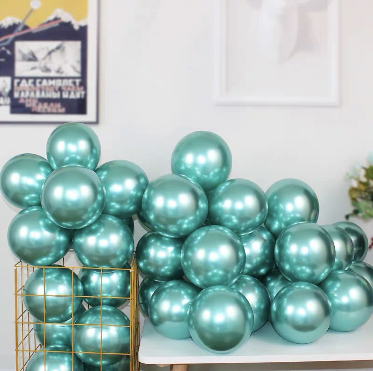 MoBeauty 100 Pcs 5 Inch Metallic Green Balloons, Chrome Green Balloons ...