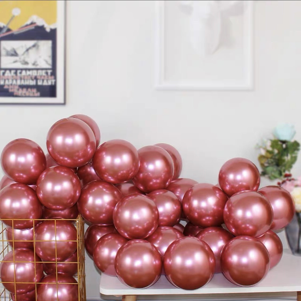 MoBeauty 100 Pcs 5 Inch Metallic Red Balloons, Chrome Red Balloons for ...