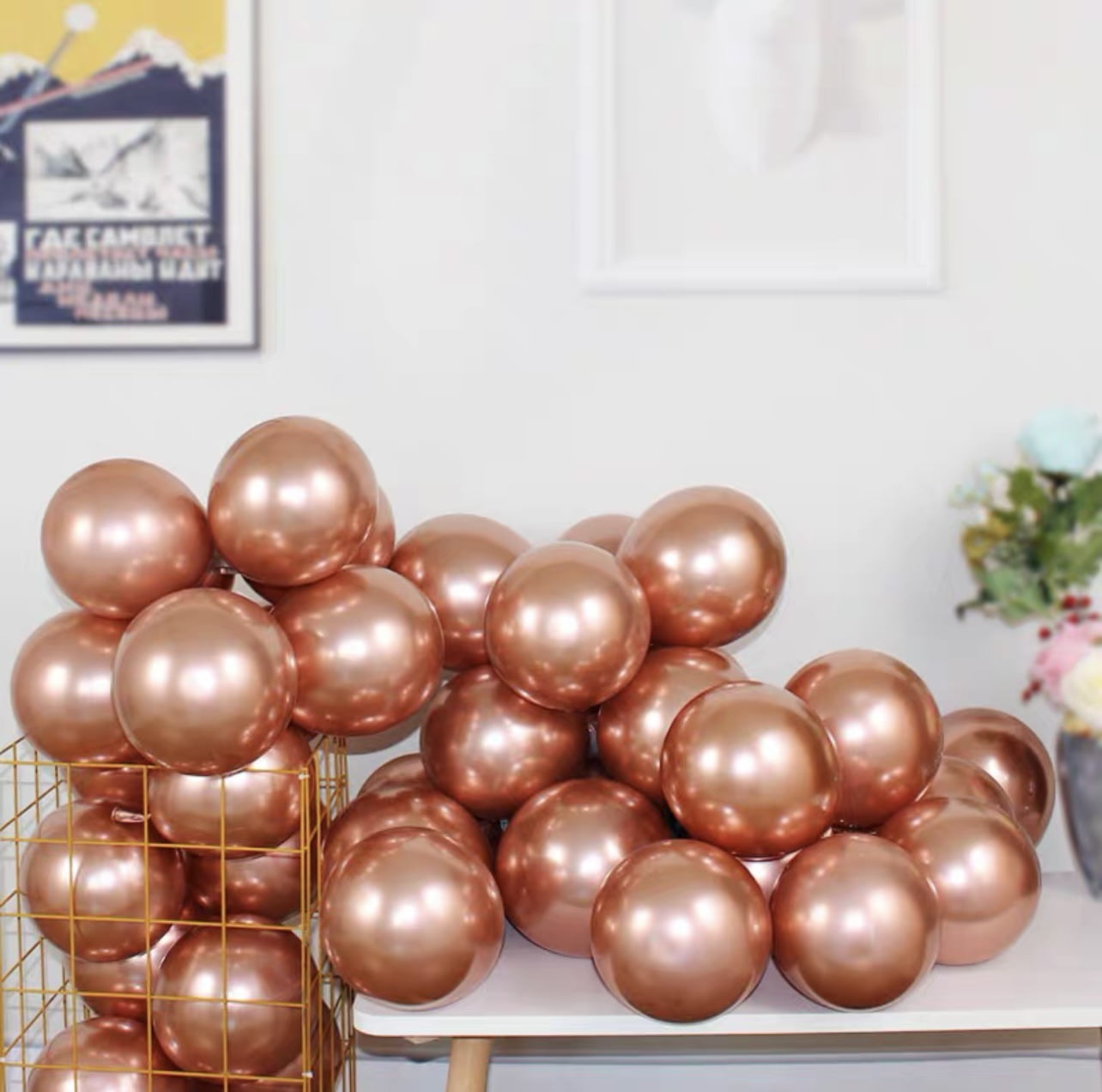 MoBeauty 100 Pcs 5 Inch Metallic Rose Gold Balloons, Chrome Rose Gold ...
