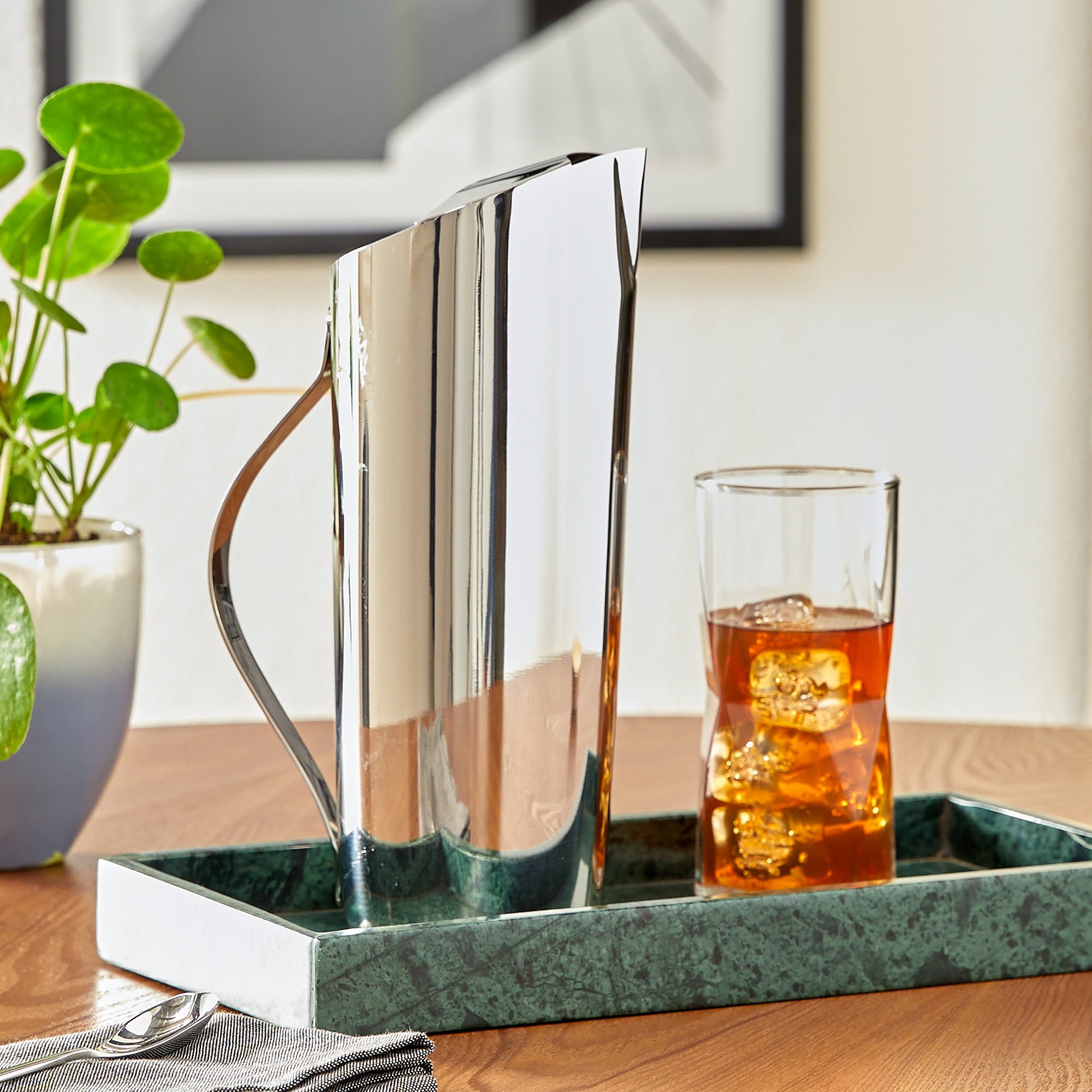 MoDRN Industrial Stainless Steel Asymmetrical Mirrored Water Pitcher ...