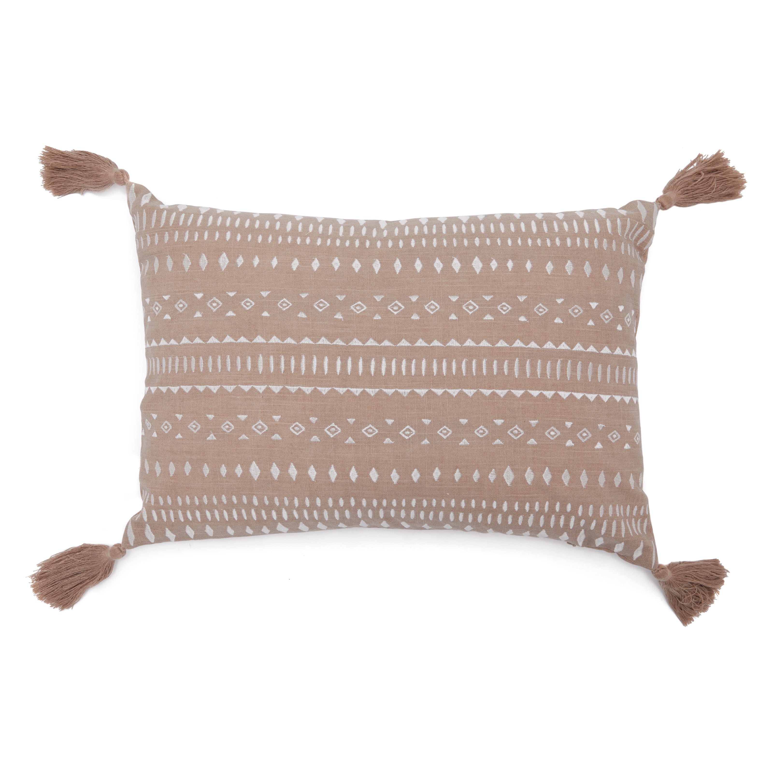 MoDRN Naturals Embroidered Oblong Decorative Throw Pillow, 14''x20 ...