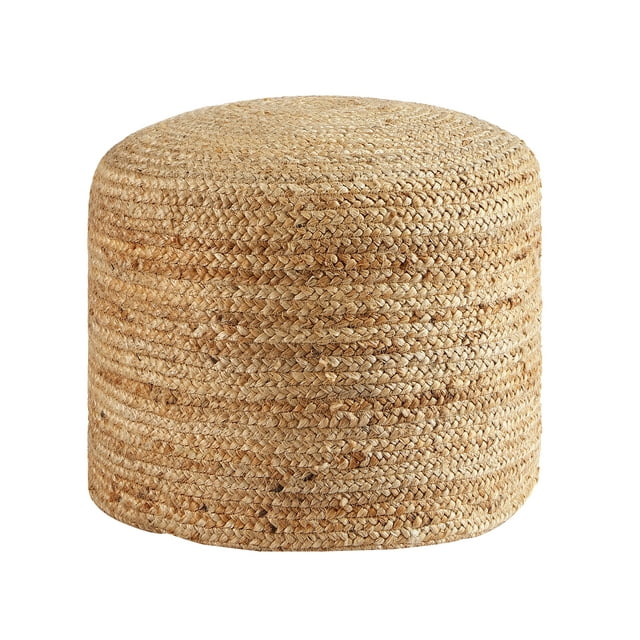 MoDRN Solid Print Hand Woven Jute Floor Pouf, Natural - Walmart.com