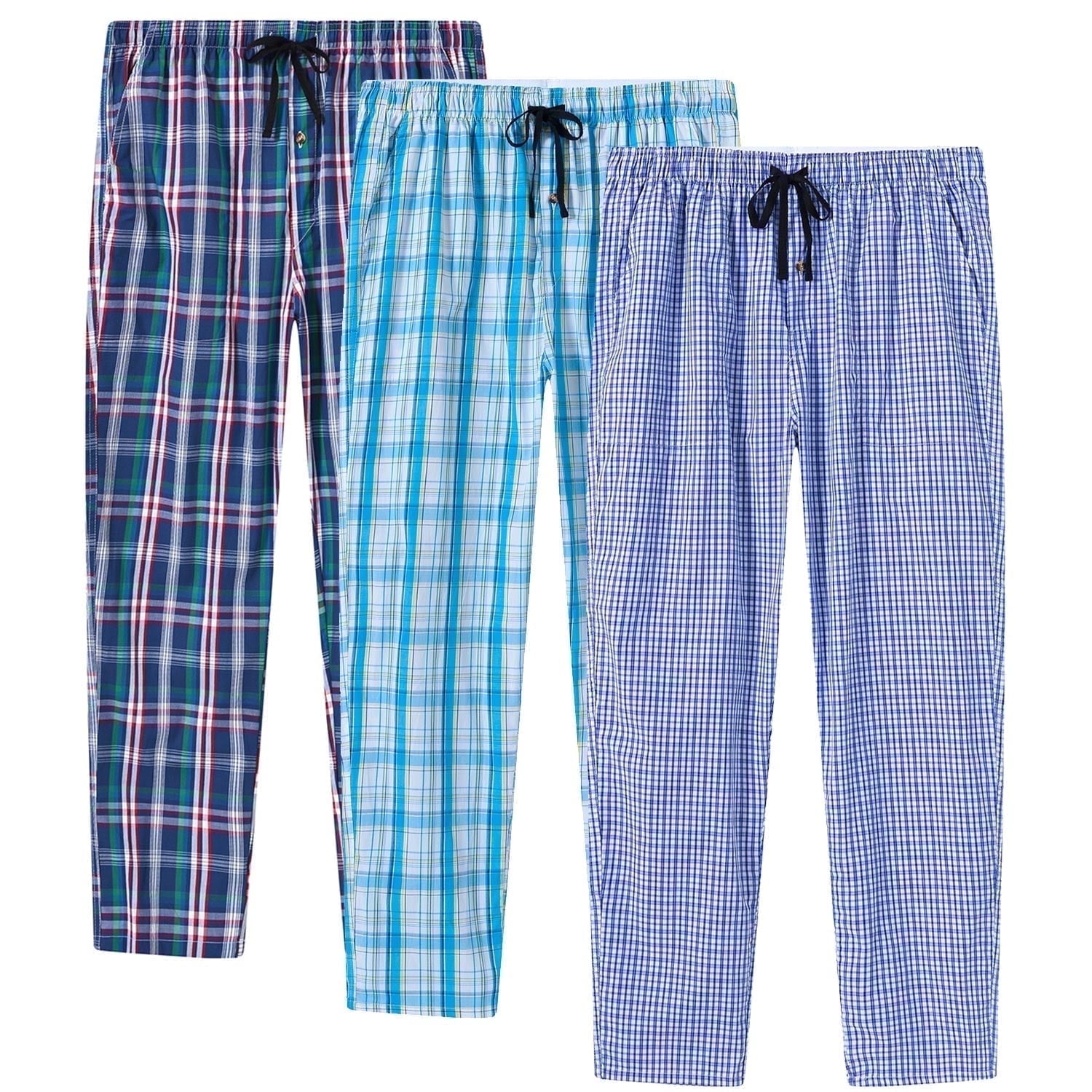 MoFiz Men's Plaid Print Woven Pajama Pants Cotton Lounge Sleepwear ...