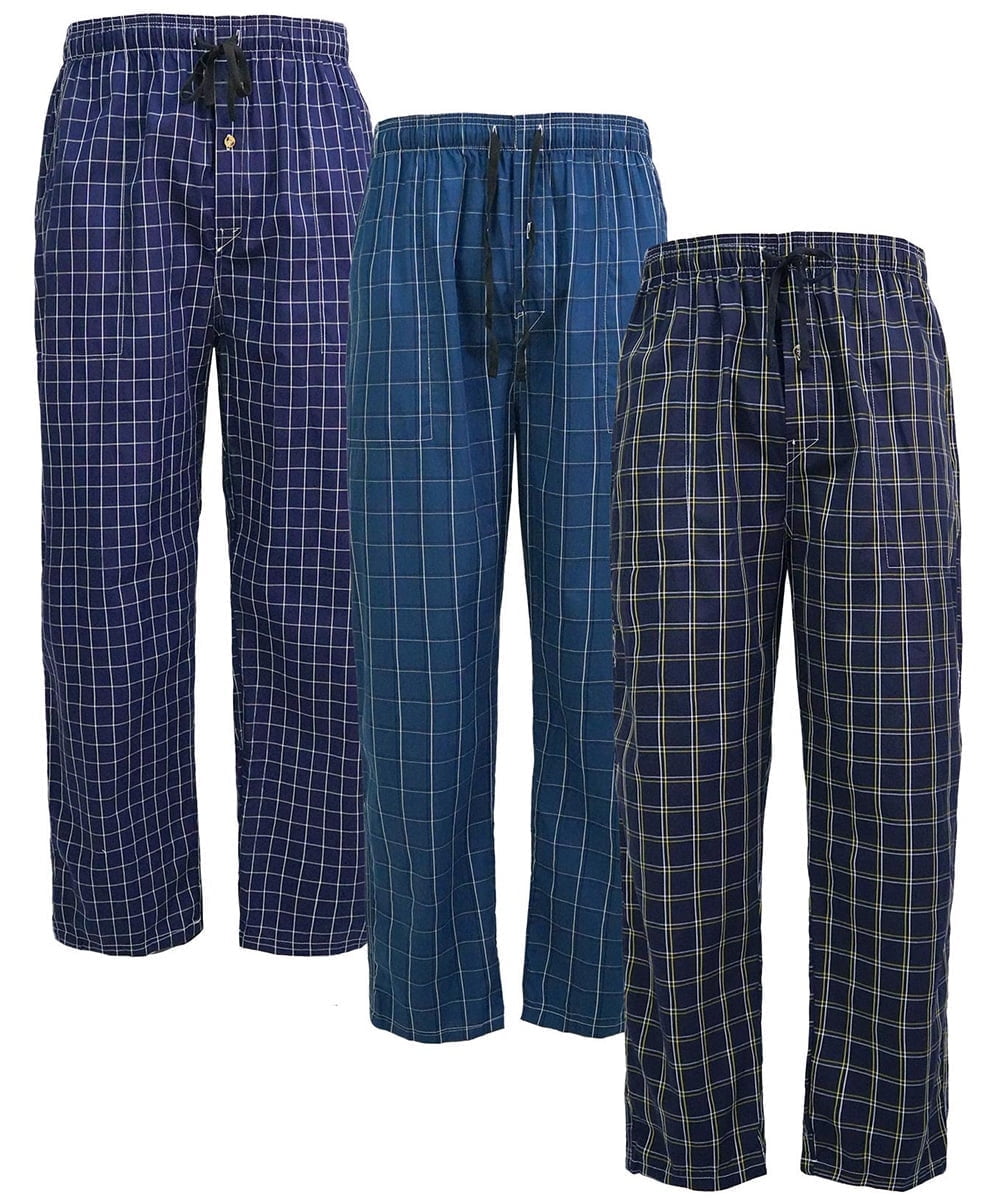 MoFiz Men's Plaid Print Woven Pajama Pants Cotton Lounge Sleepwear 3PACK - Walmart.com