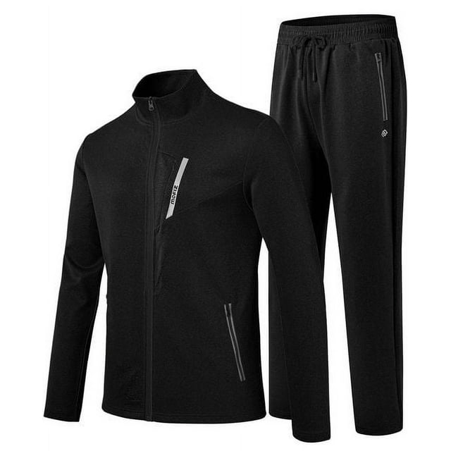 MoFiz Men's Tracksuits Set Long Sleeve Full Zip Running Sports Sweatsuit 2 Piece Black M-2XL ...