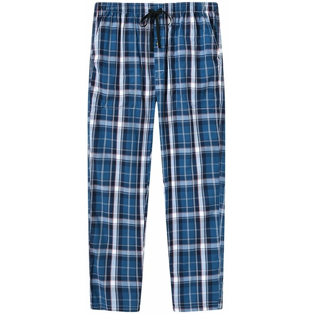 MoFiz Mens Cotton Pajama Pants Lightweight Lounge Sleep Plaid Bottoms with Pockets Drawstring ...
