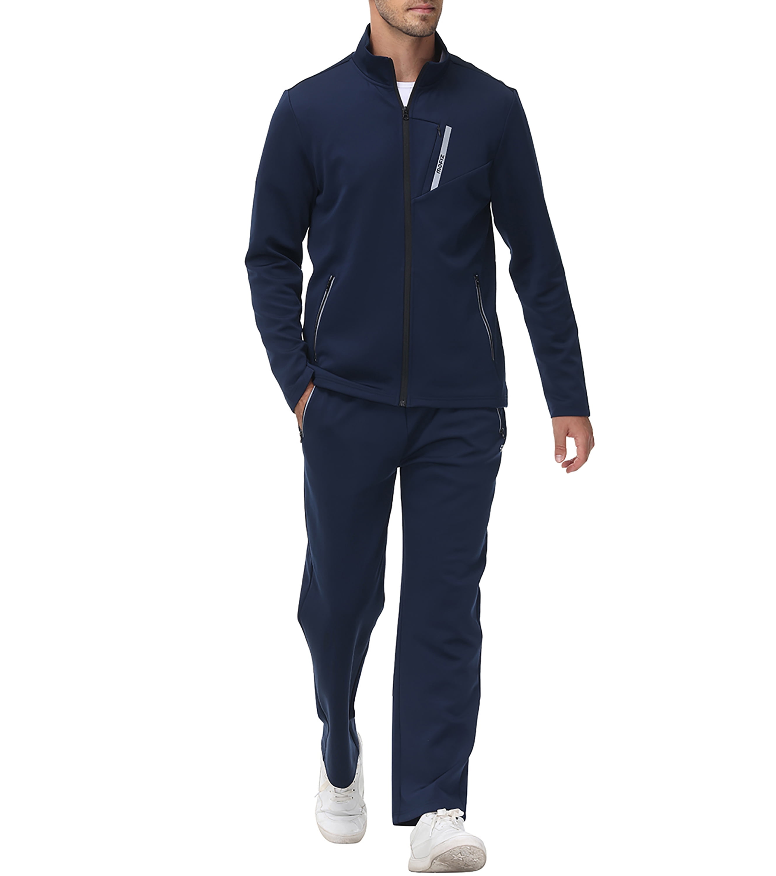 YIRUIYA Men's Long Sleeve Full Zip Athletic Tracksuits Set with Zip ...