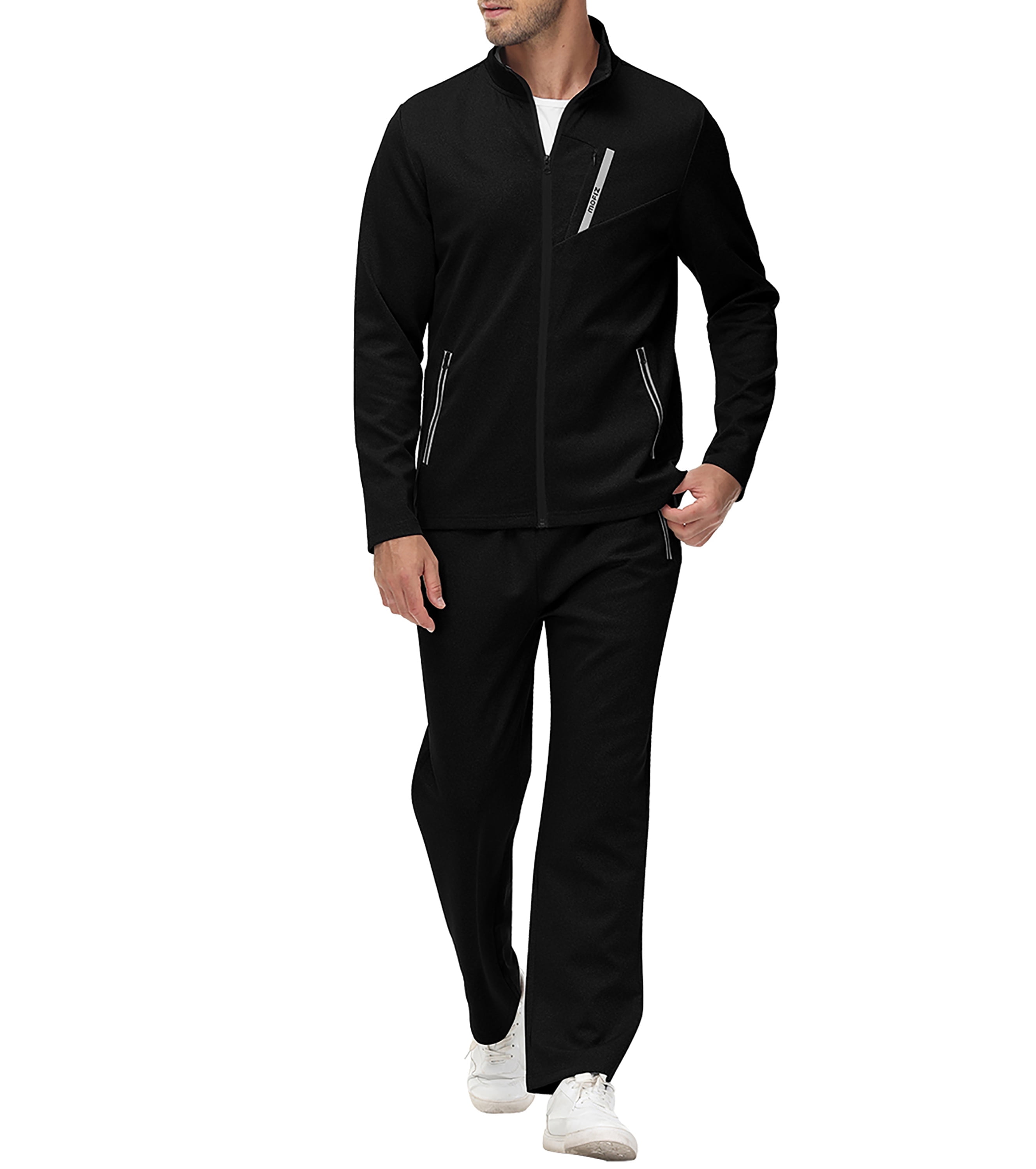 MoFiz US Men's Long Sleeve Full Zip Athletic Tracksuits Set with Zip ...