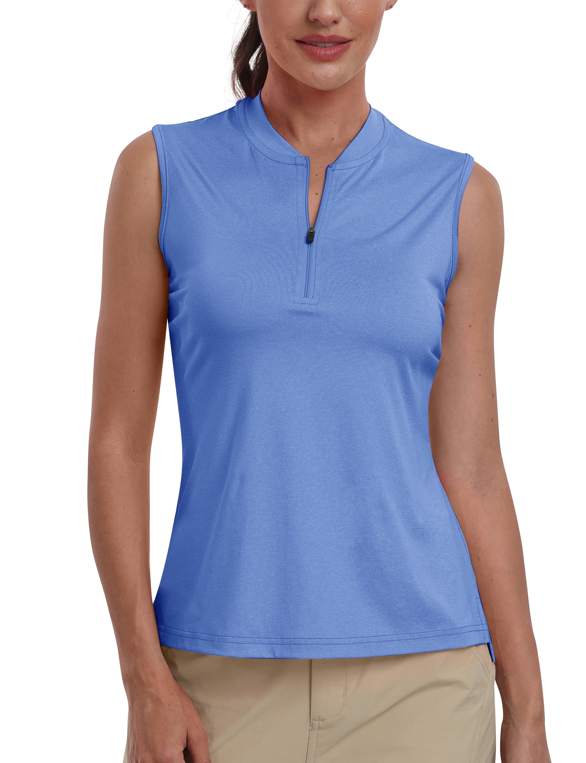 MoFiz Women's Golf Polo Sleeveless Shirt, Quick Dry, Zipper Neck, Casual Workout Top - Walmart.com