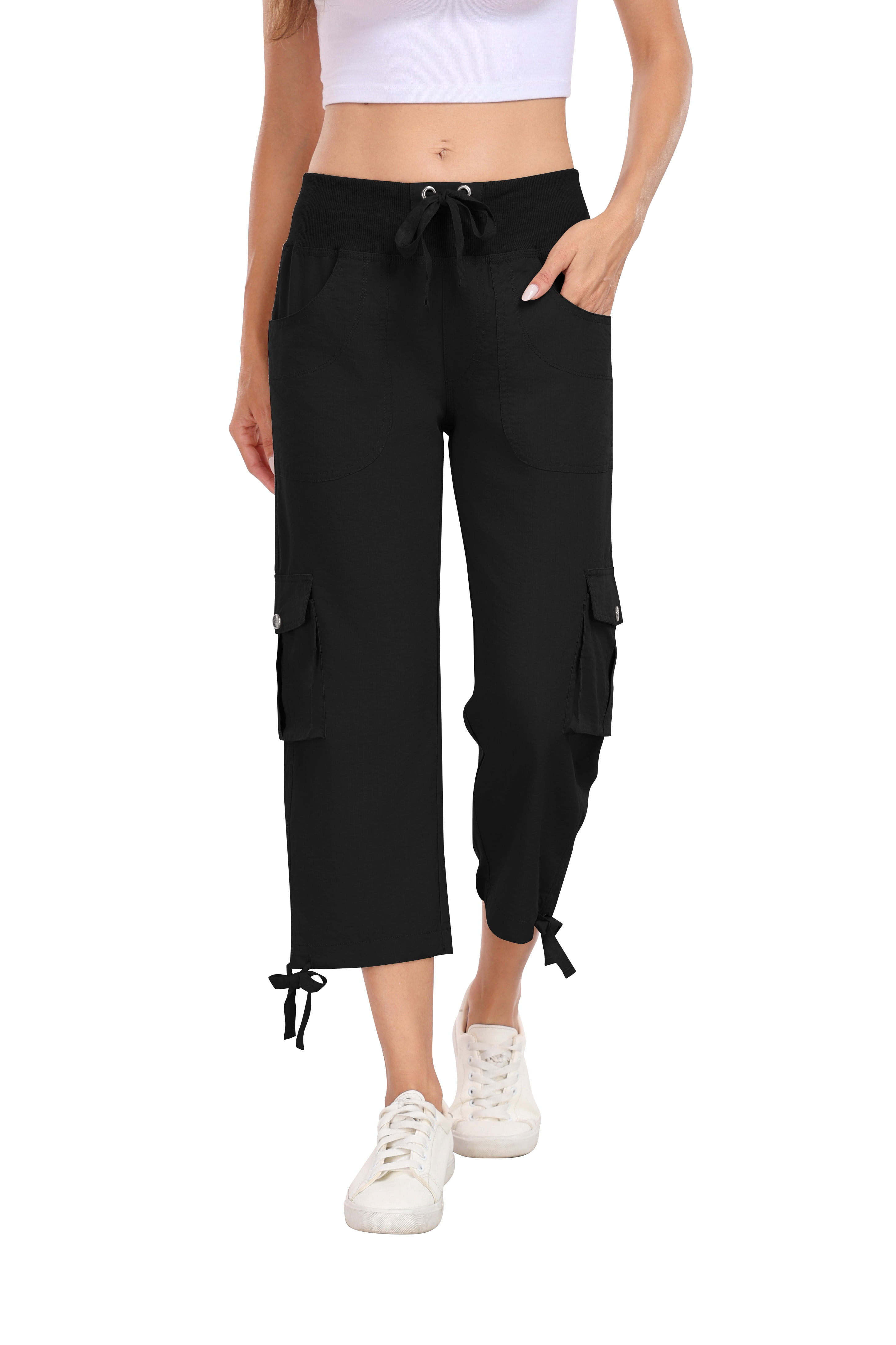 MoFiz Womens Capris with Pockets Loose Fit Casual Capri Pants Dressy Lightweight Ladies Baggy ...