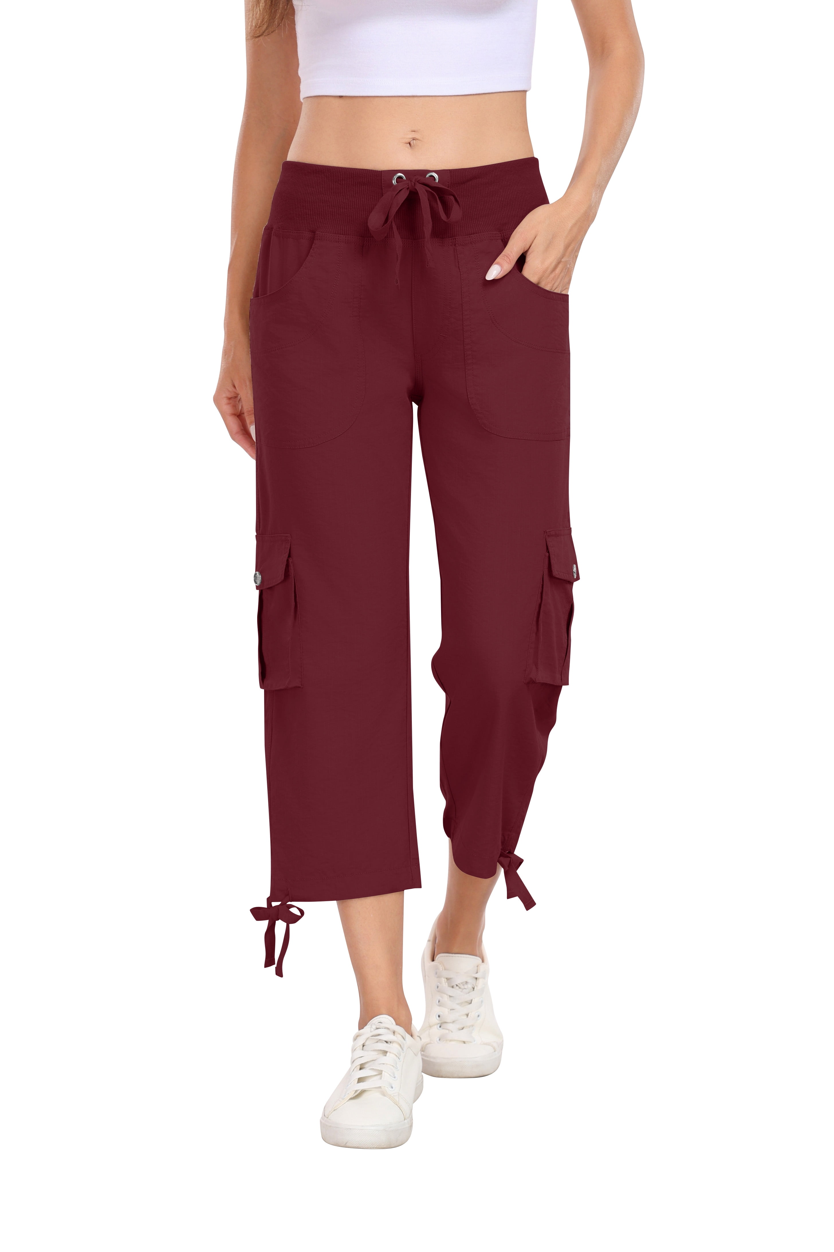 MoFiz Womens Capris with Pockets Loose Fit Casual Capri Pants Dressy Lightweight Ladies Baggy ...