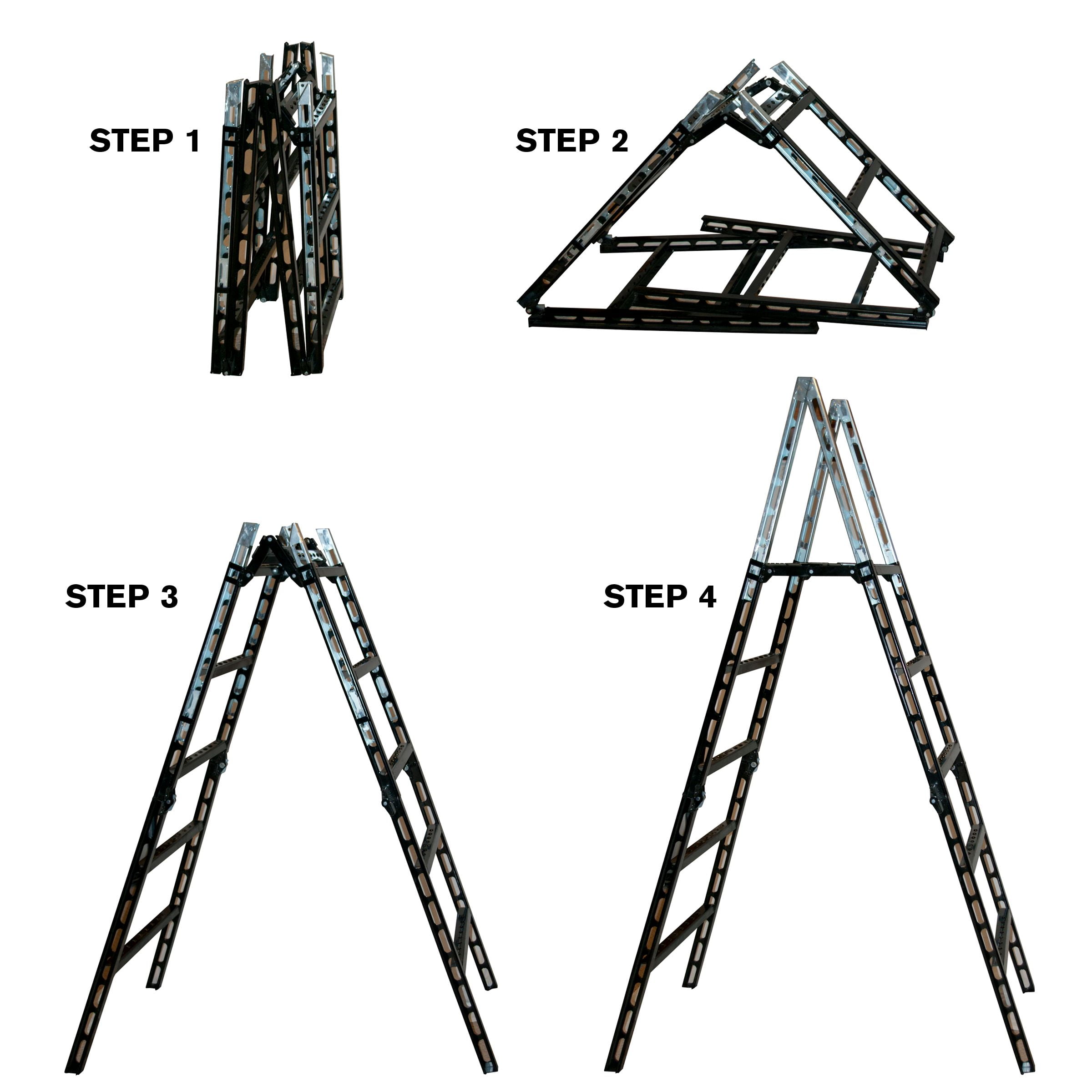 MoJack Easy Step Ladder, Folding Lightweight, 300lb Sturdy Steel ...