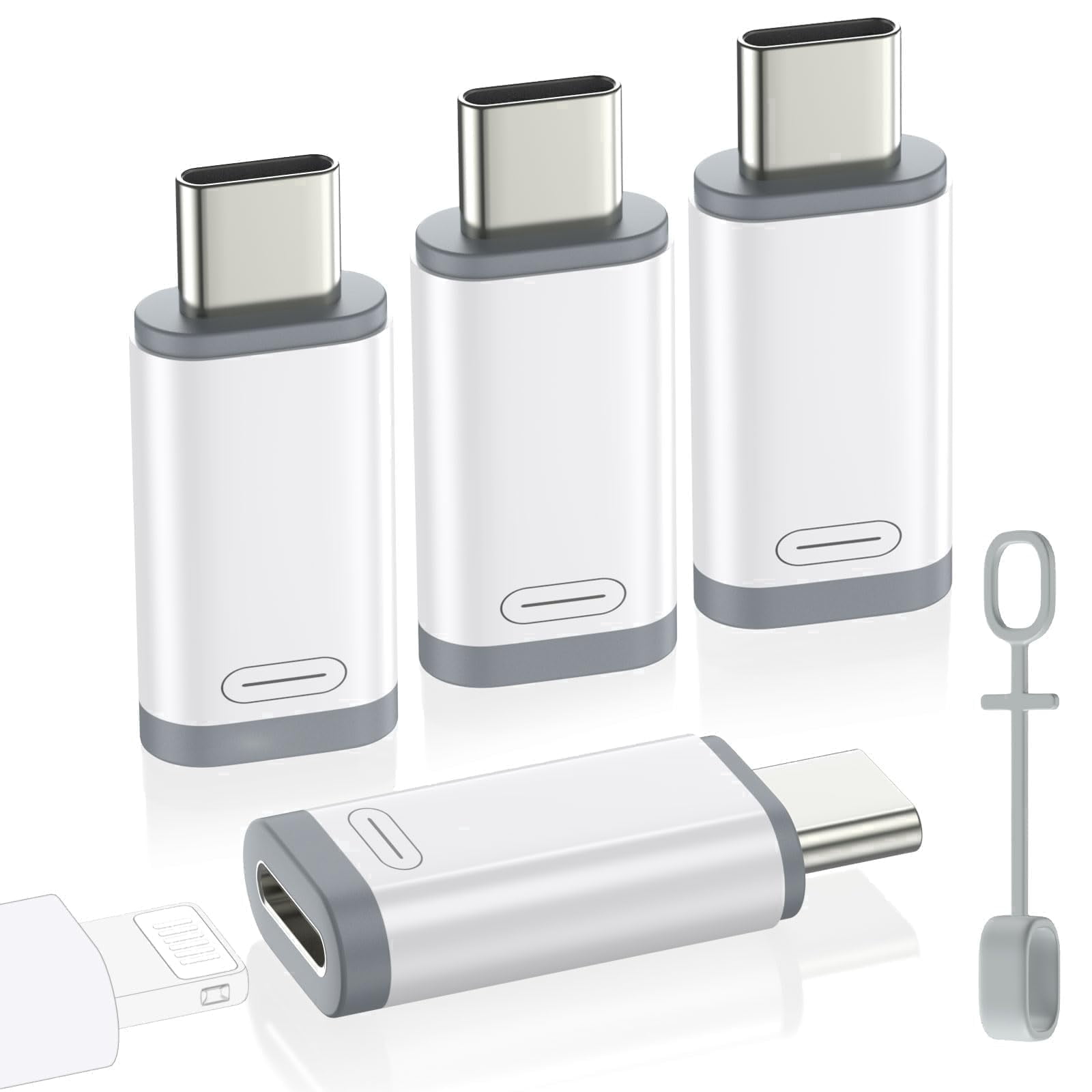 MoKo 4Pack Lightn-ing Female to USB C Male Adapter Compatible with ...