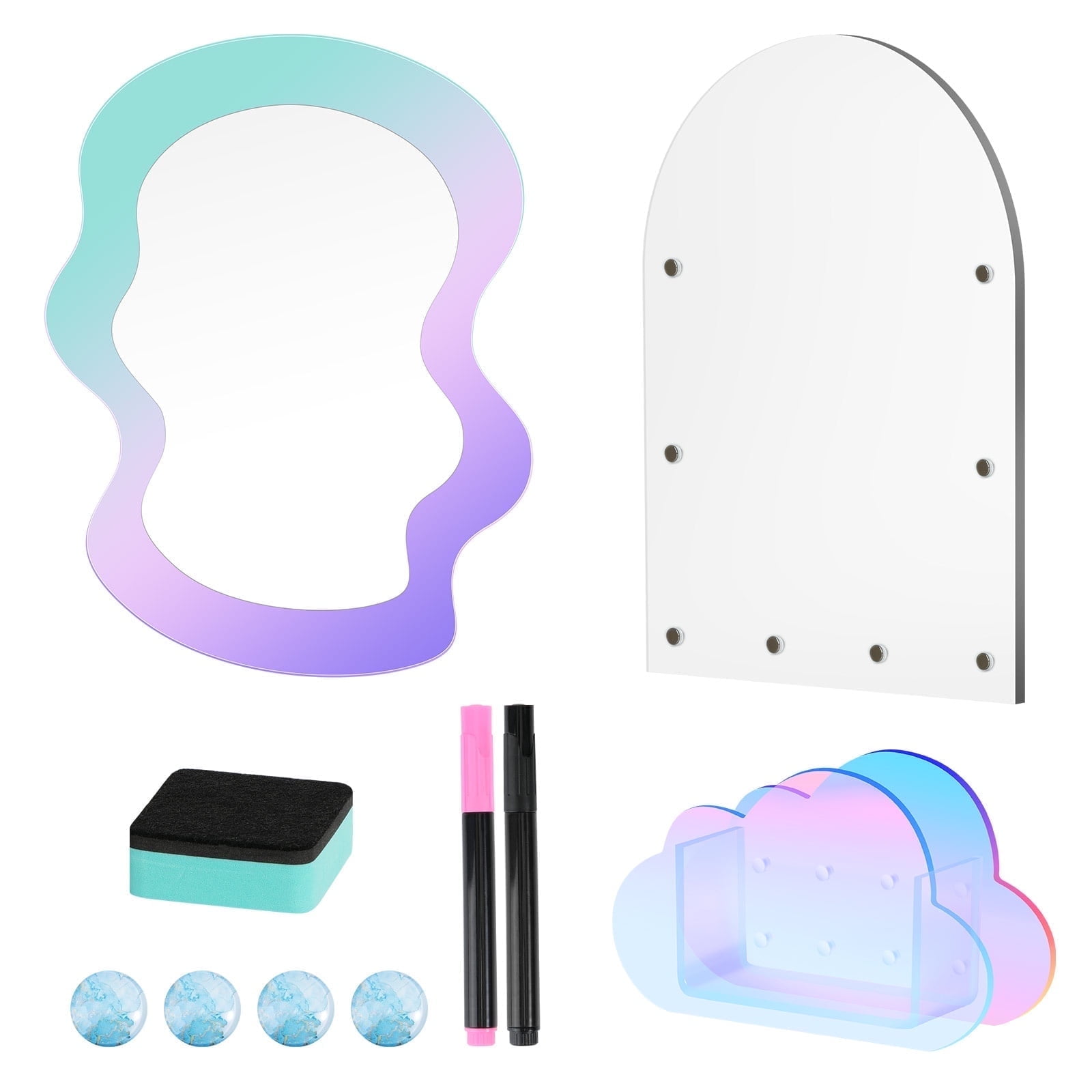 MoKo 5 in 1 Locker Accessory Set with Magnetic Mirror, Dry Erase Board ...