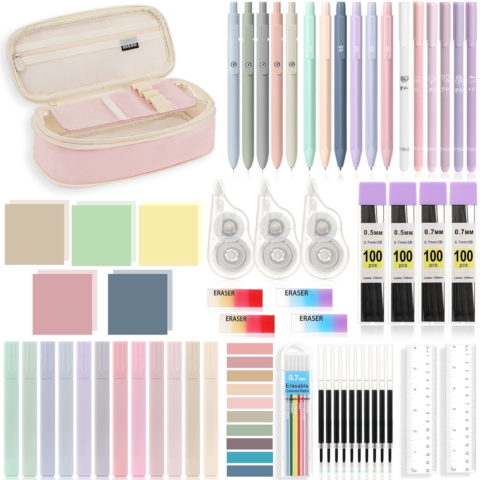 MoKo 60Pcs Aesthetic School Supplies with Pencil Case for Students ...