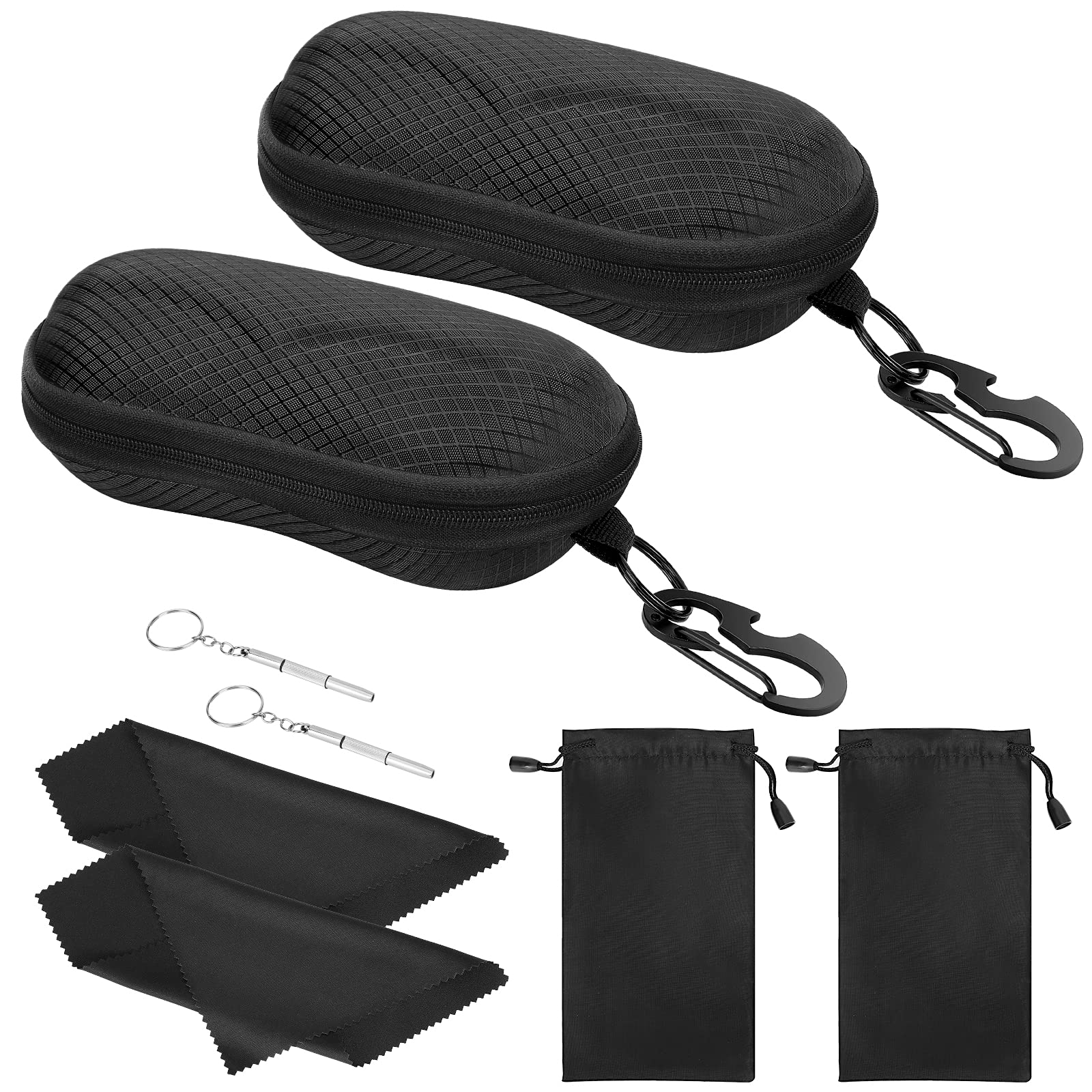 Classic Zippered Hard Eyewear Carrying Case With Clip Hook Black Red ...
