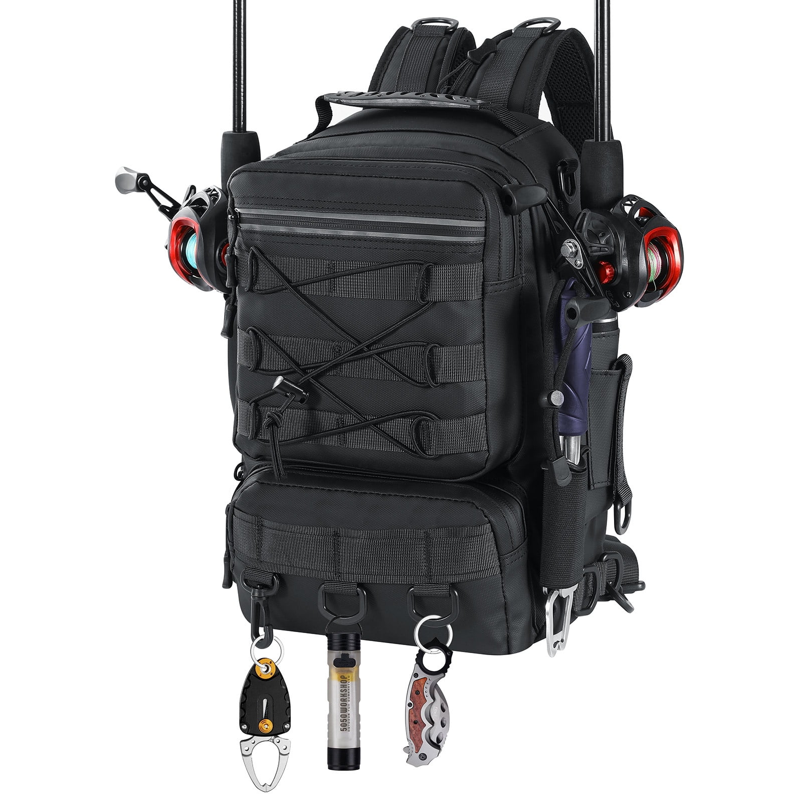 MoKo Fishing Backpack with Rod & Gear Holder, Nylon Waterproof Fishing ...