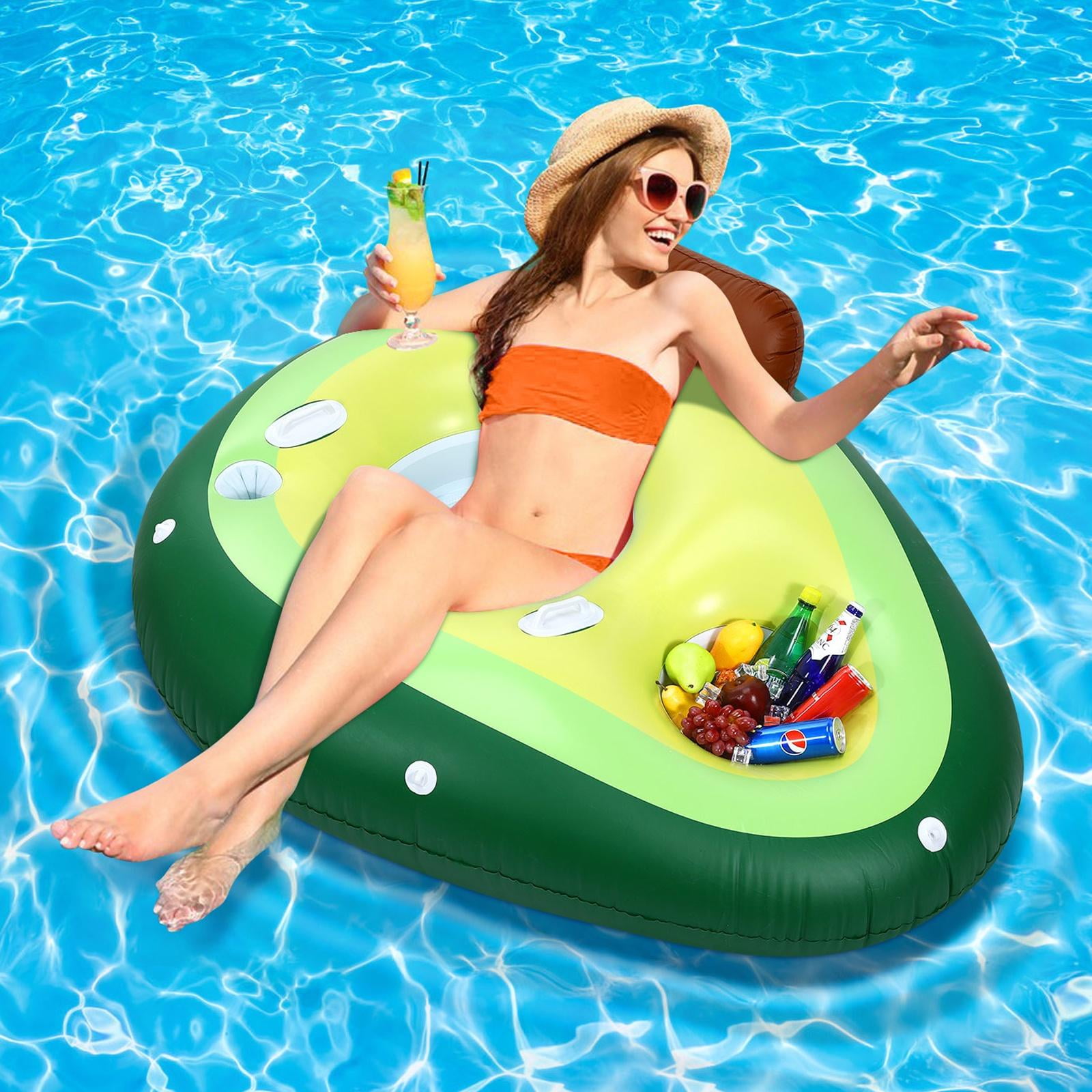 MoKo Avocado Inflatable Pool Lounger with Cup Holder, Easy Seat & Dual ...